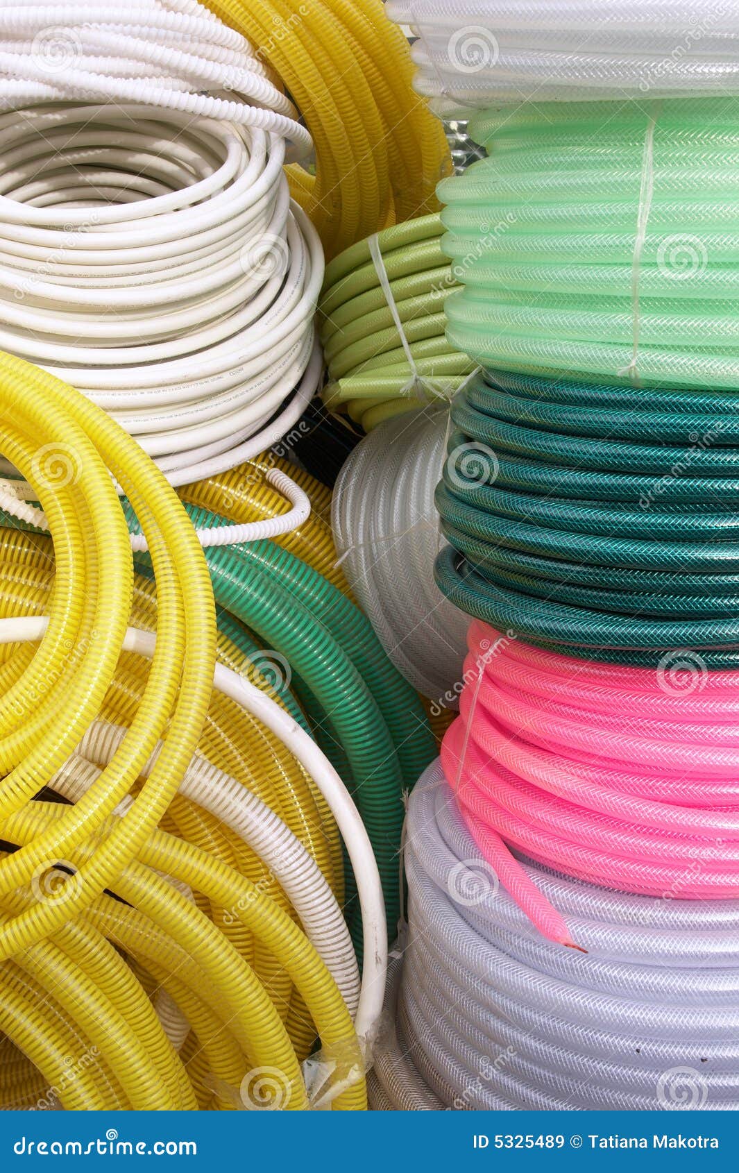 Brightness of Watering Hoses on Sale Stock Image - Image of close, roll ...