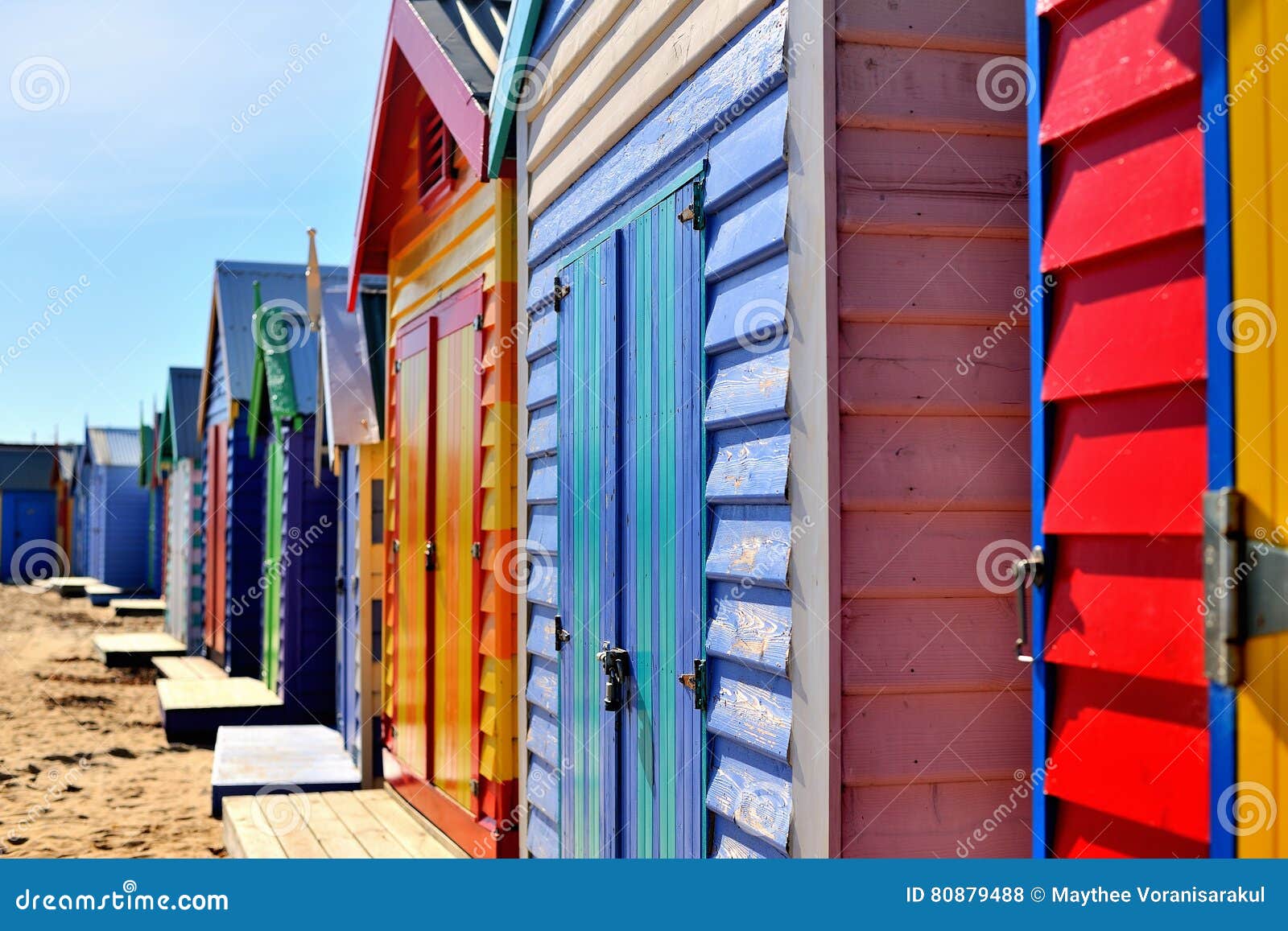 Brighton Bathing Boxes Beach Houses Stock Photo - Image of vacation ...