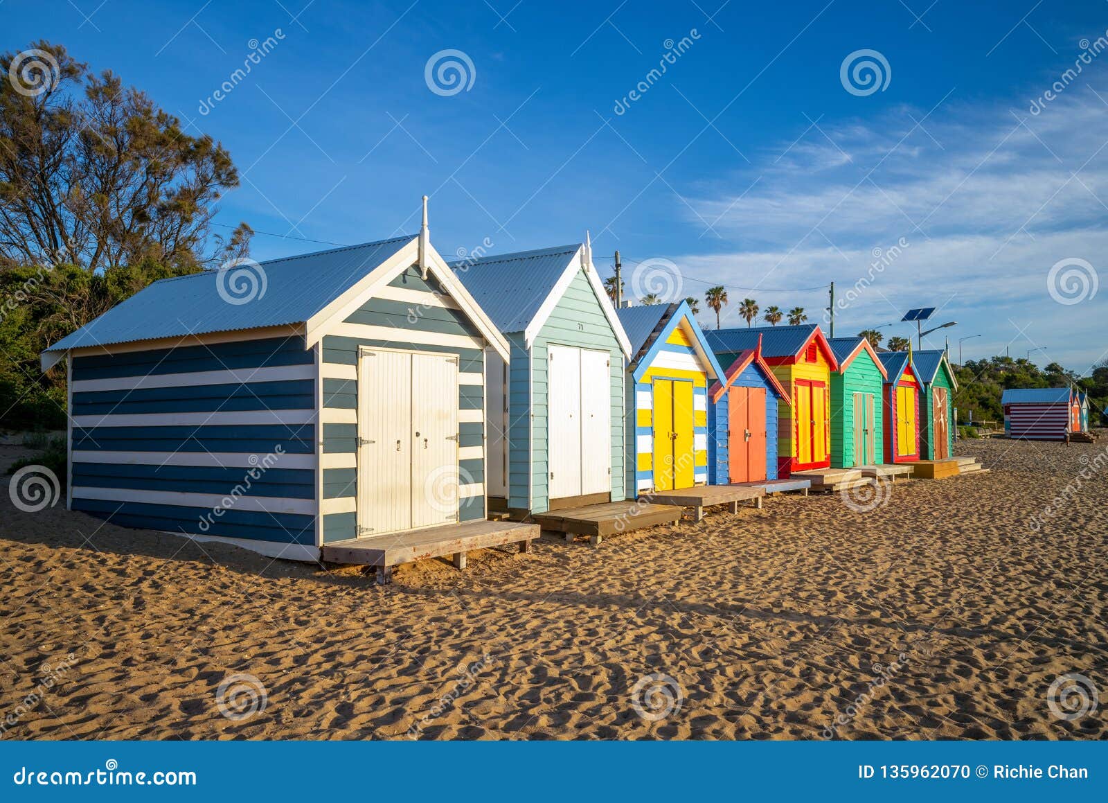 Brighton Bathing Boxes in Melbourne, Australia Stock Photo - Image of ...