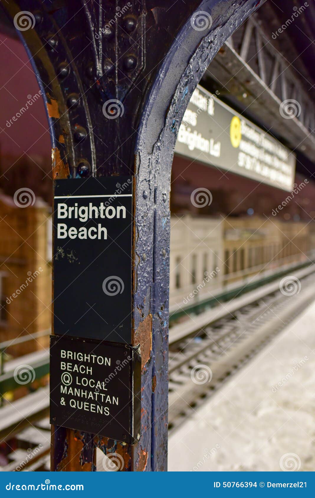 Brighton Beach Subway Station Stock Photo - Image of outdoors, night ...