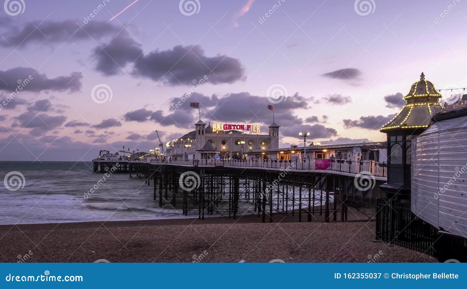 BRIGHTON, ENGLAND- OCTOBER, 4 2017: a Sunset Shot of Brighton Pier at ...