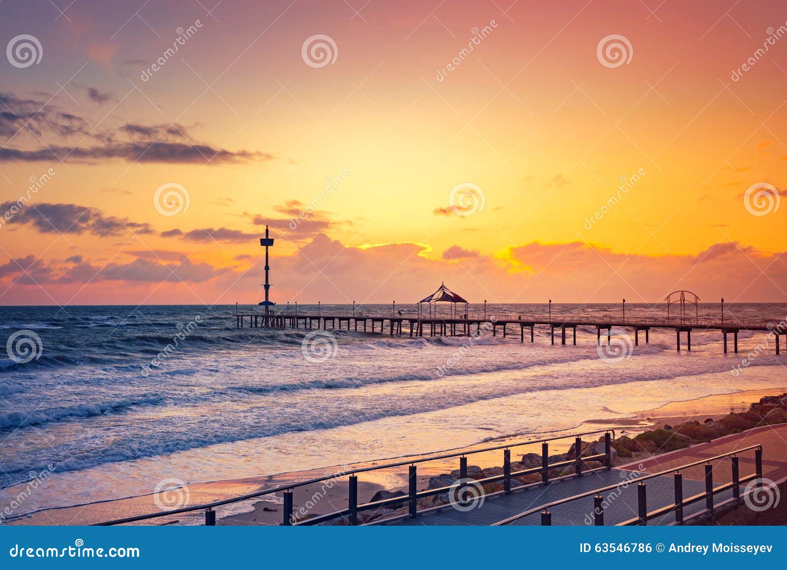 Brighton Jetty at sunset stock photo. Image of exposure - 63546786