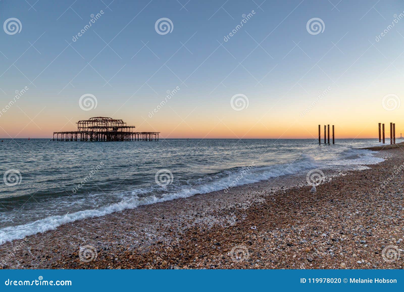 Brighton Sunset stock photo. Image of ruins, coastal - 119978020