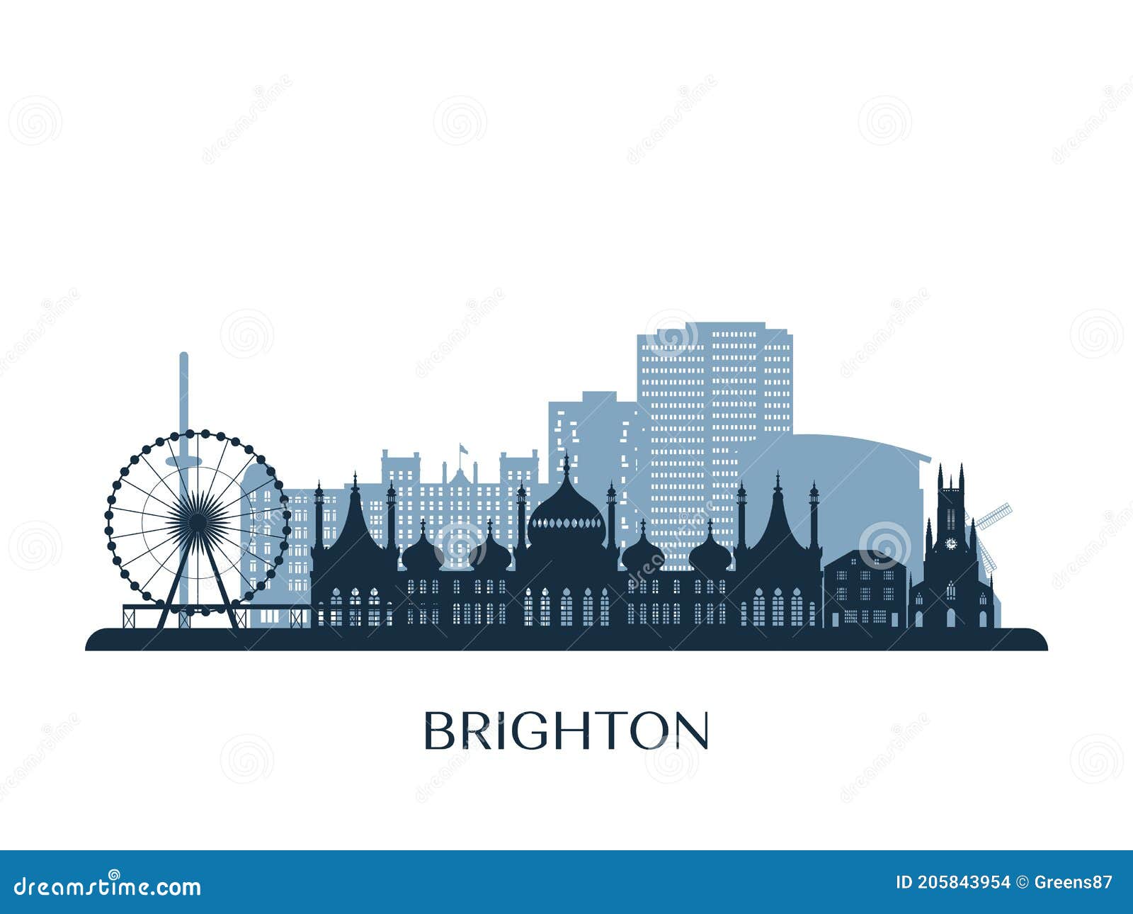 Brighton Skyline Horizontal Banner. Cartoon Vector | CartoonDealer.com ...