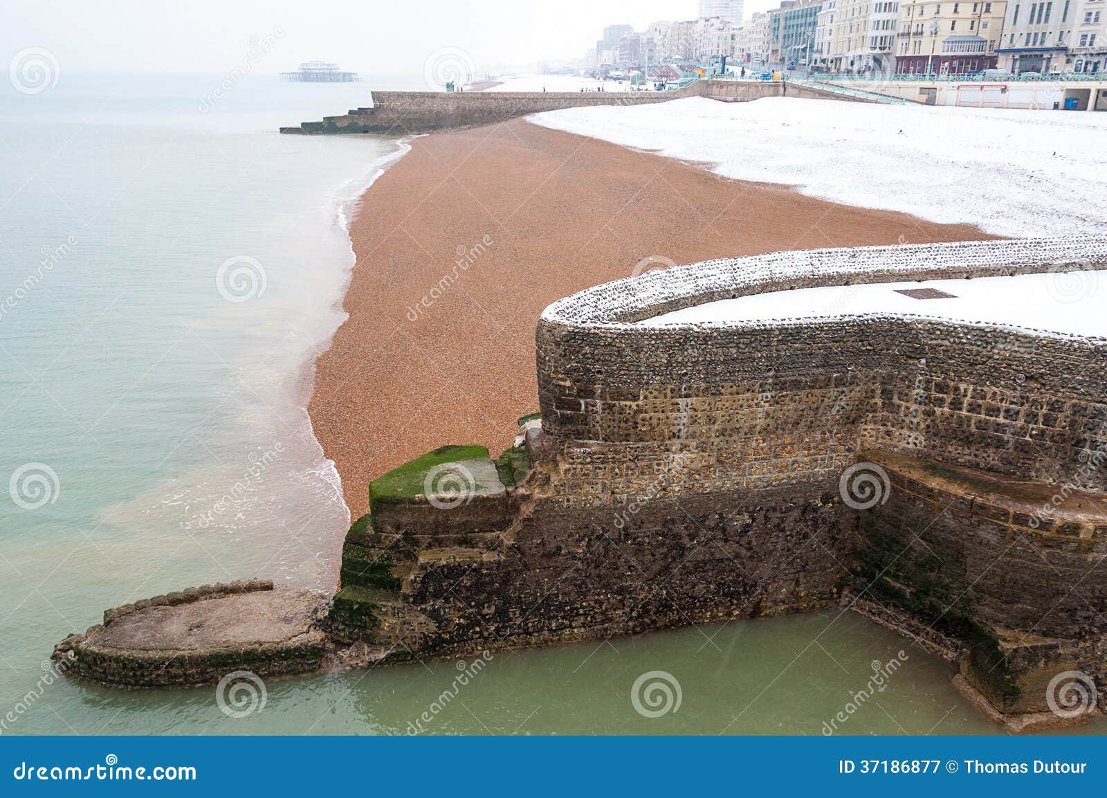 Brighton in winter stock image. Image of snowfall, deserted - 37186877