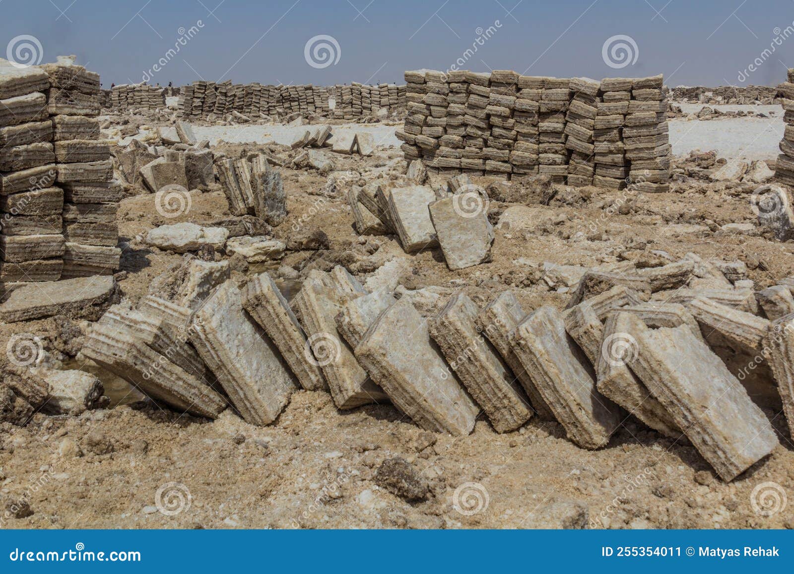 Briks of Salt Mined in the Danakil Depression, Ethiopi Stock Image ...