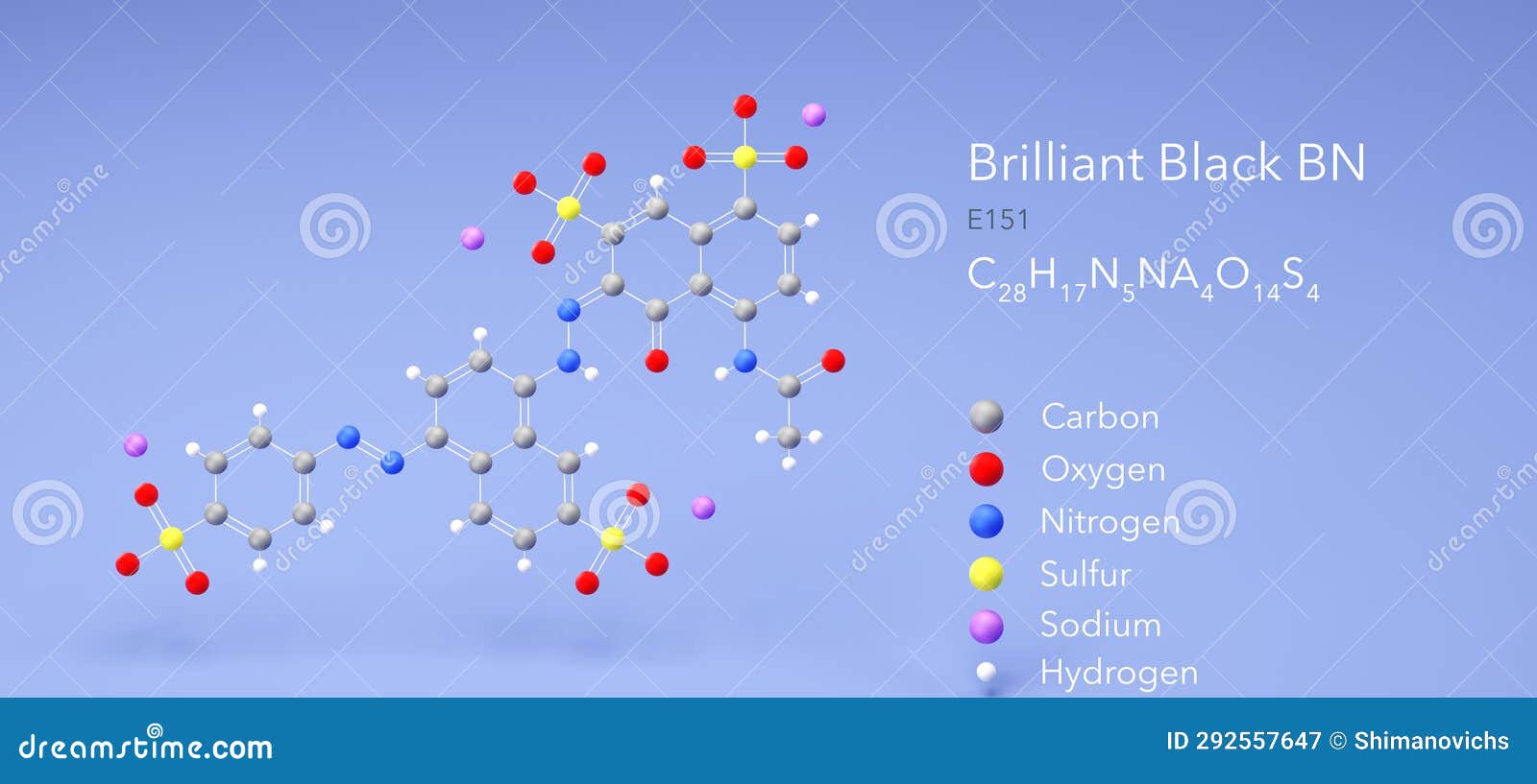 Brilliant Black Bn Molecule, Molecular Structures, Food Dye E151, 3d ...