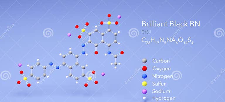 Brilliant Black Bn Molecule, Molecular Structures, Food Dye E151, 3d ...