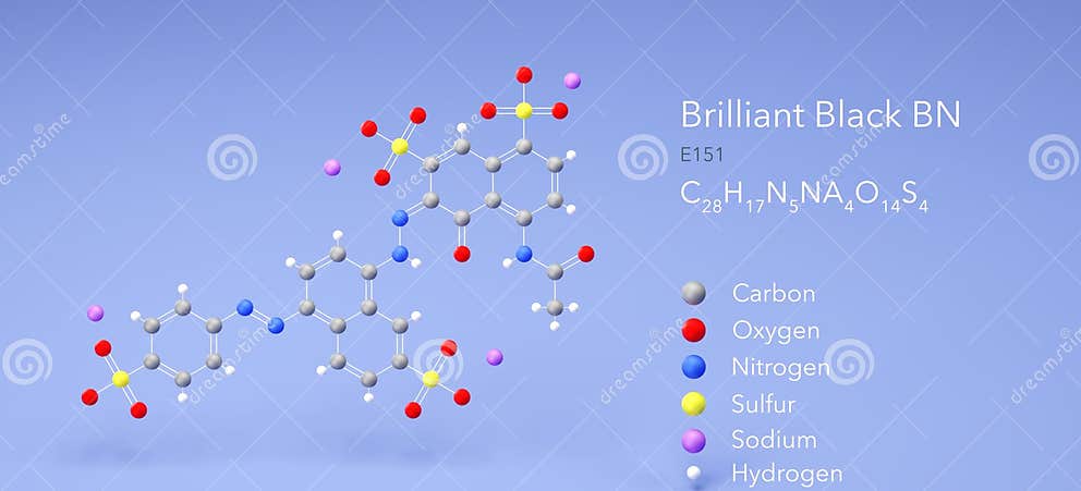 Brilliant Black Bn Molecule, Molecular Structures, Food Dye E151, 3d Model, Structural Chemical ...