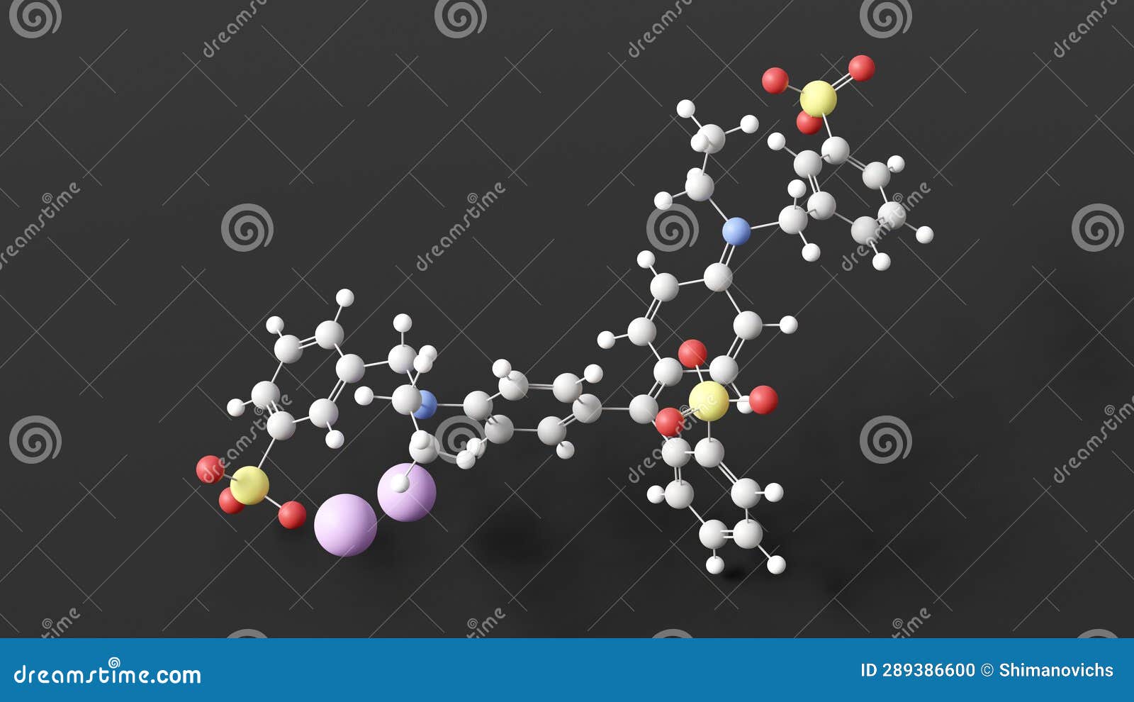 Brilliant Blue Fcf Molecule, Molecular Structure, E133, Ball and Stick ...