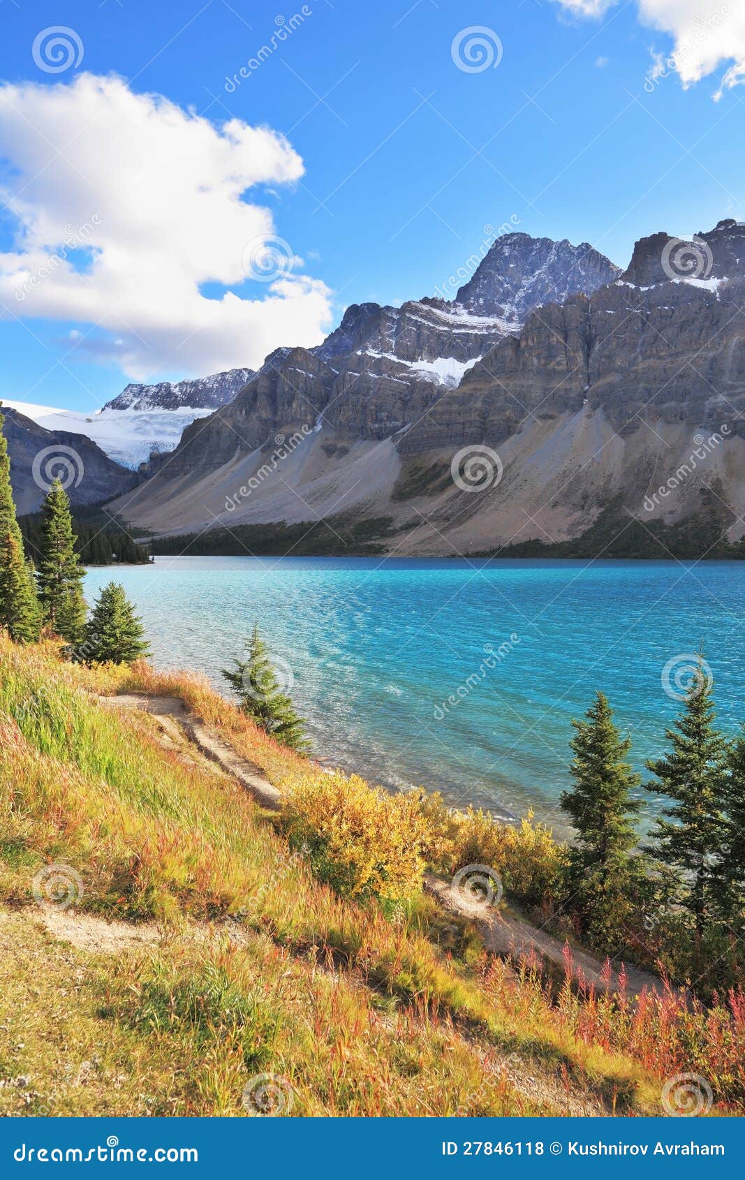 Brilliant Bow Lake stock photo. Image of outdoors, journey - 27846118