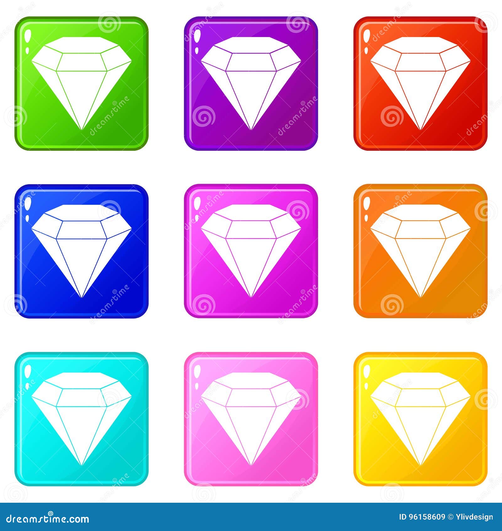 Brilliant Gemstone Icons 9 Set Stock Vector - Illustration of precious ...