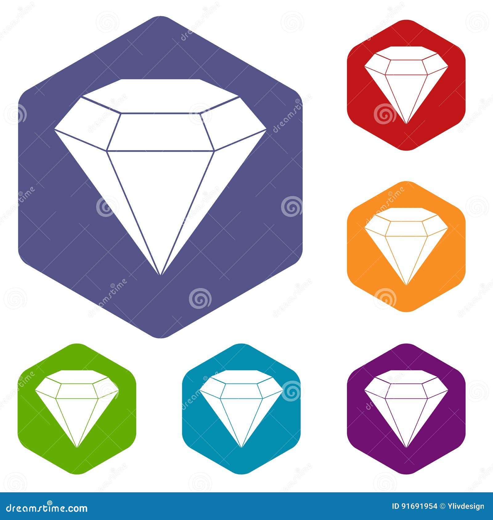 Brilliant Gemstone Icons Set Hexagon Stock Vector - Illustration of ...