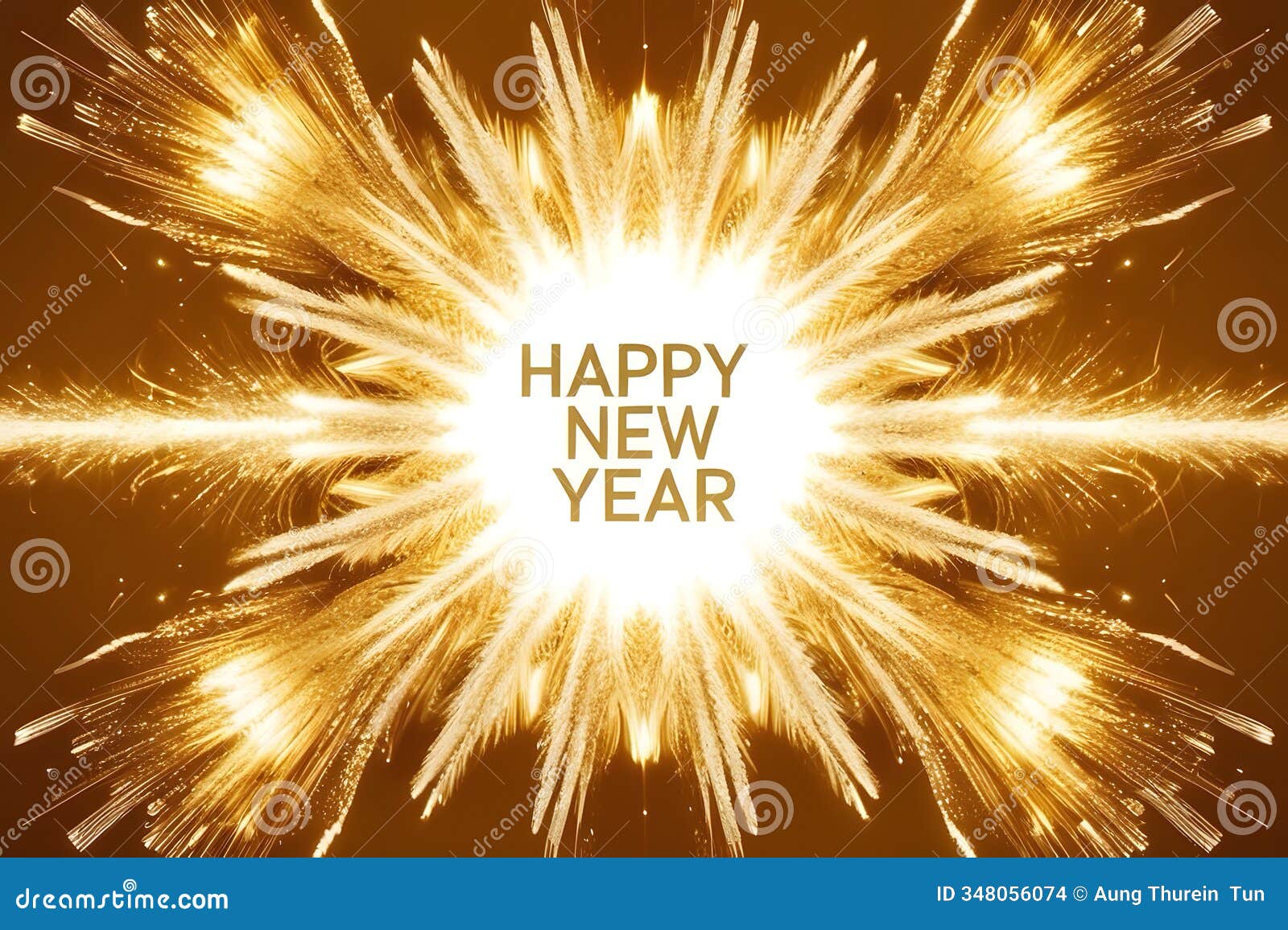 A Brilliant Golden Firework Exploding Against a Black Background As a ...