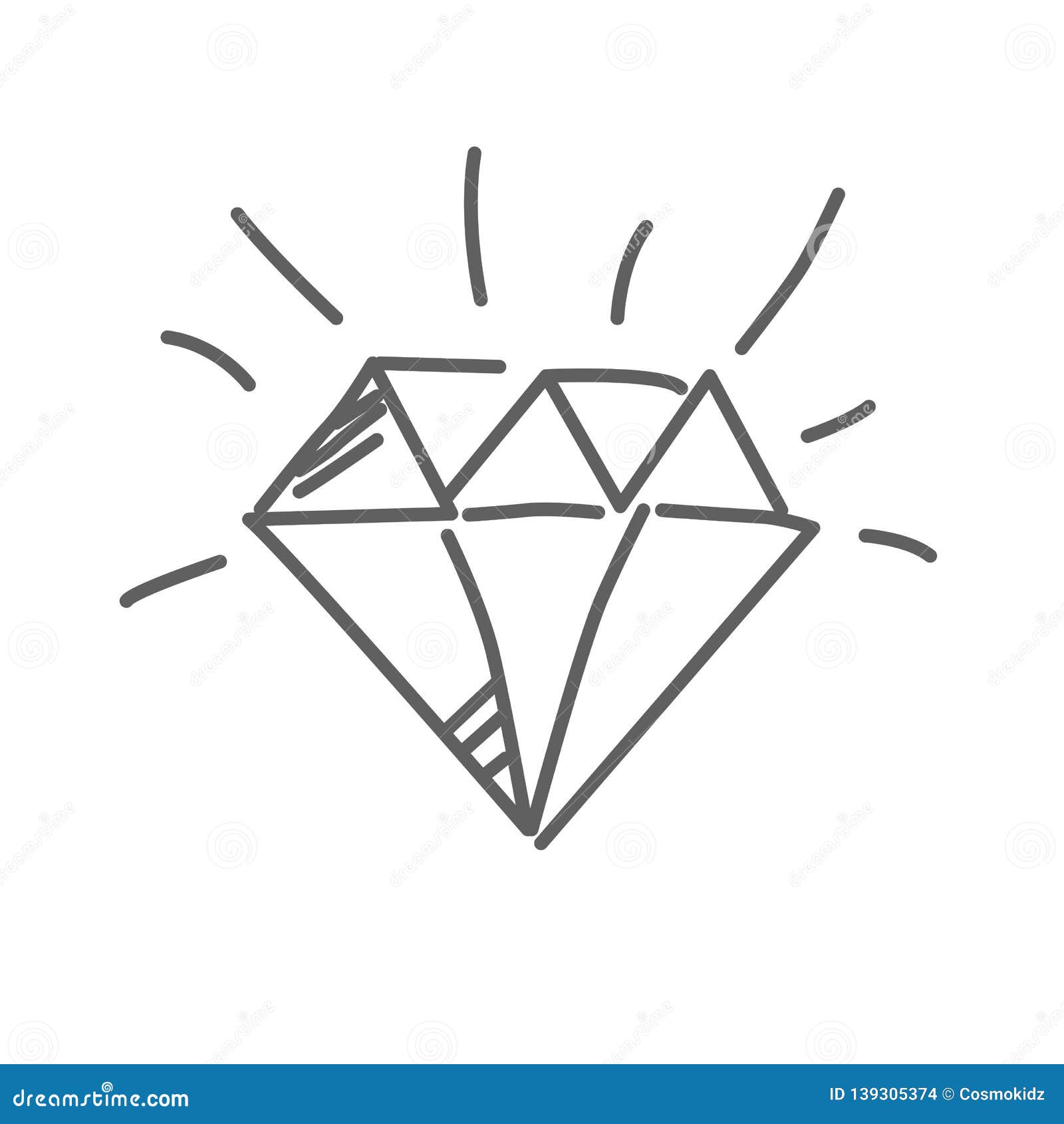 Brilliant Icon, Diamond in Doodle Style, Vector Illustration Stock ...