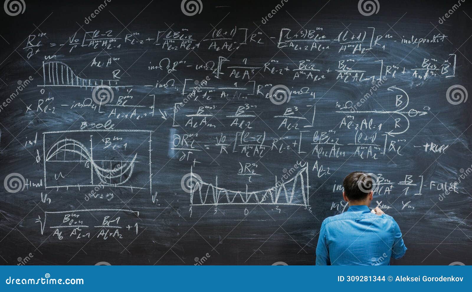 Brilliant Young Mathematician is Finishing Writing Complex Equation on ... Brilliant Young Mathematician is Finishing Writing Complex Equation on ...
