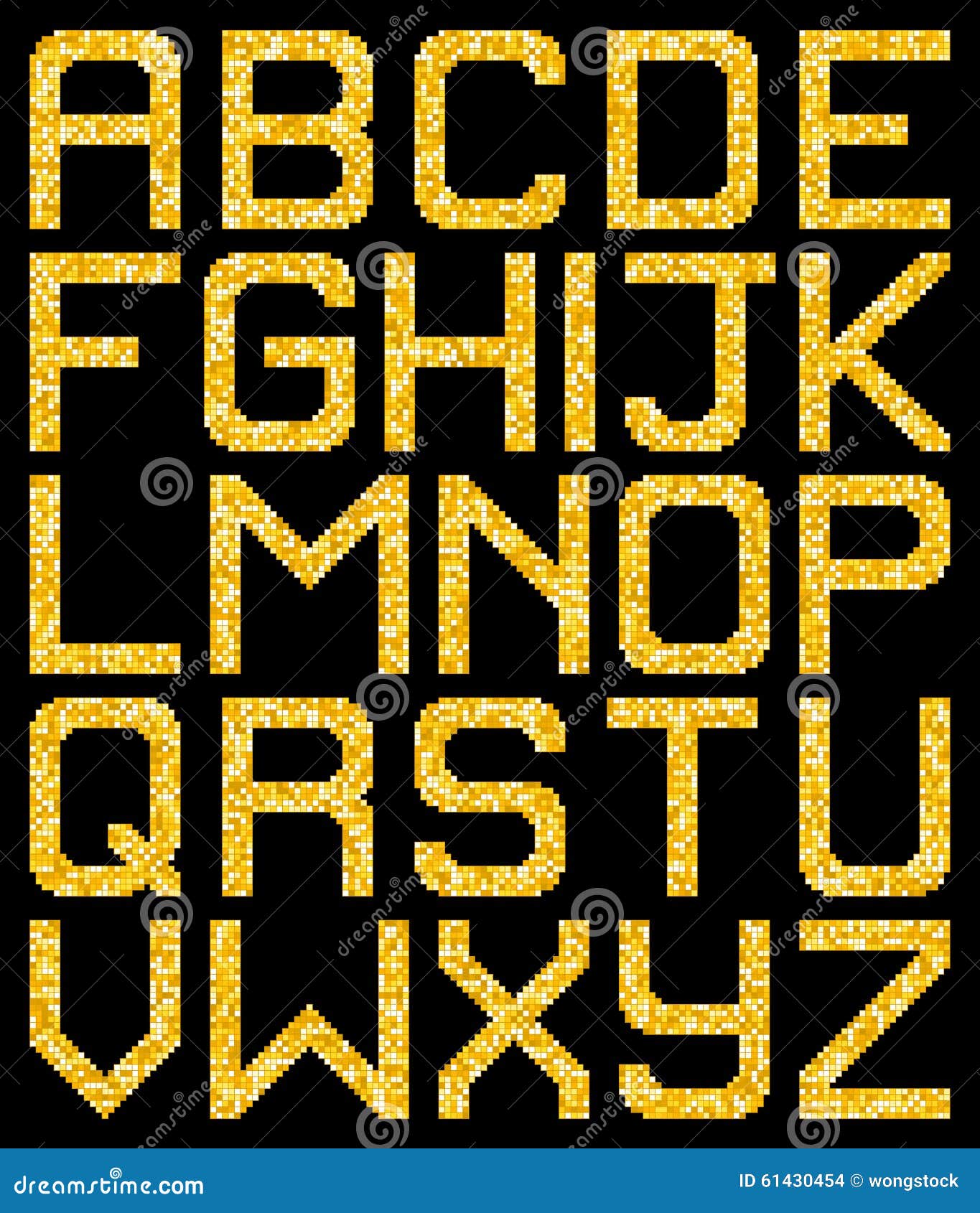 Brillo a-Z Letters Del Oro Del Pixel Vector EPS8 Ilustración del Vector ...