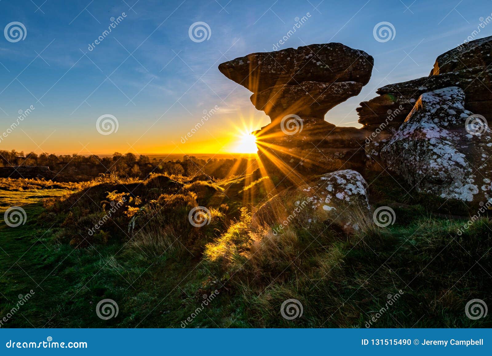 Sunrise at Brimham Rocks in North Yorkshire Stock Photo - Image of ...