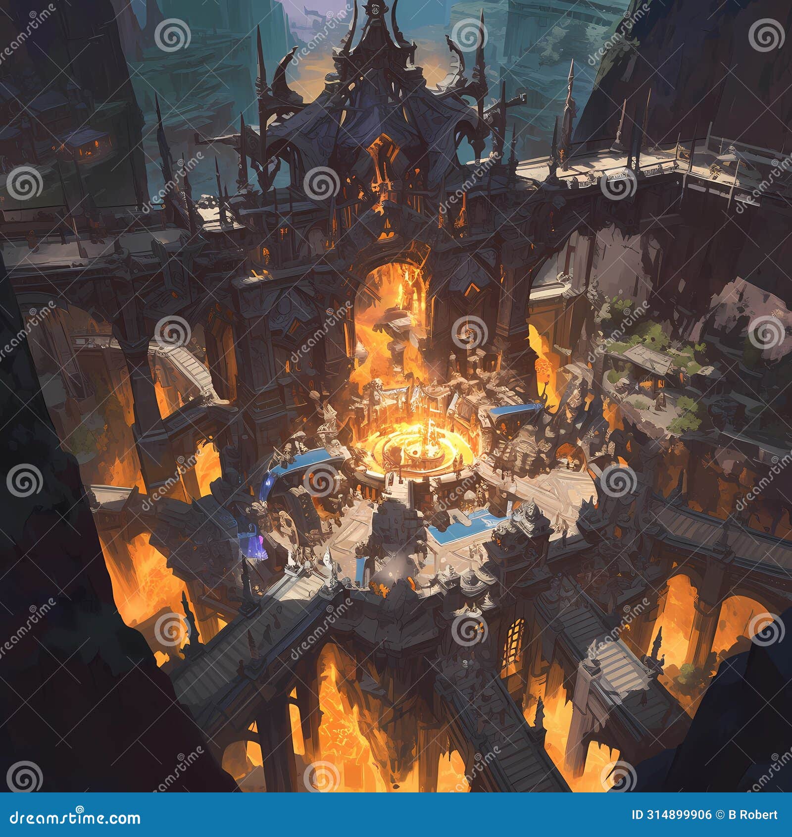 Brimstone Blast: A Dwarven Forge In The Mountains Royalty-Free Stock ...