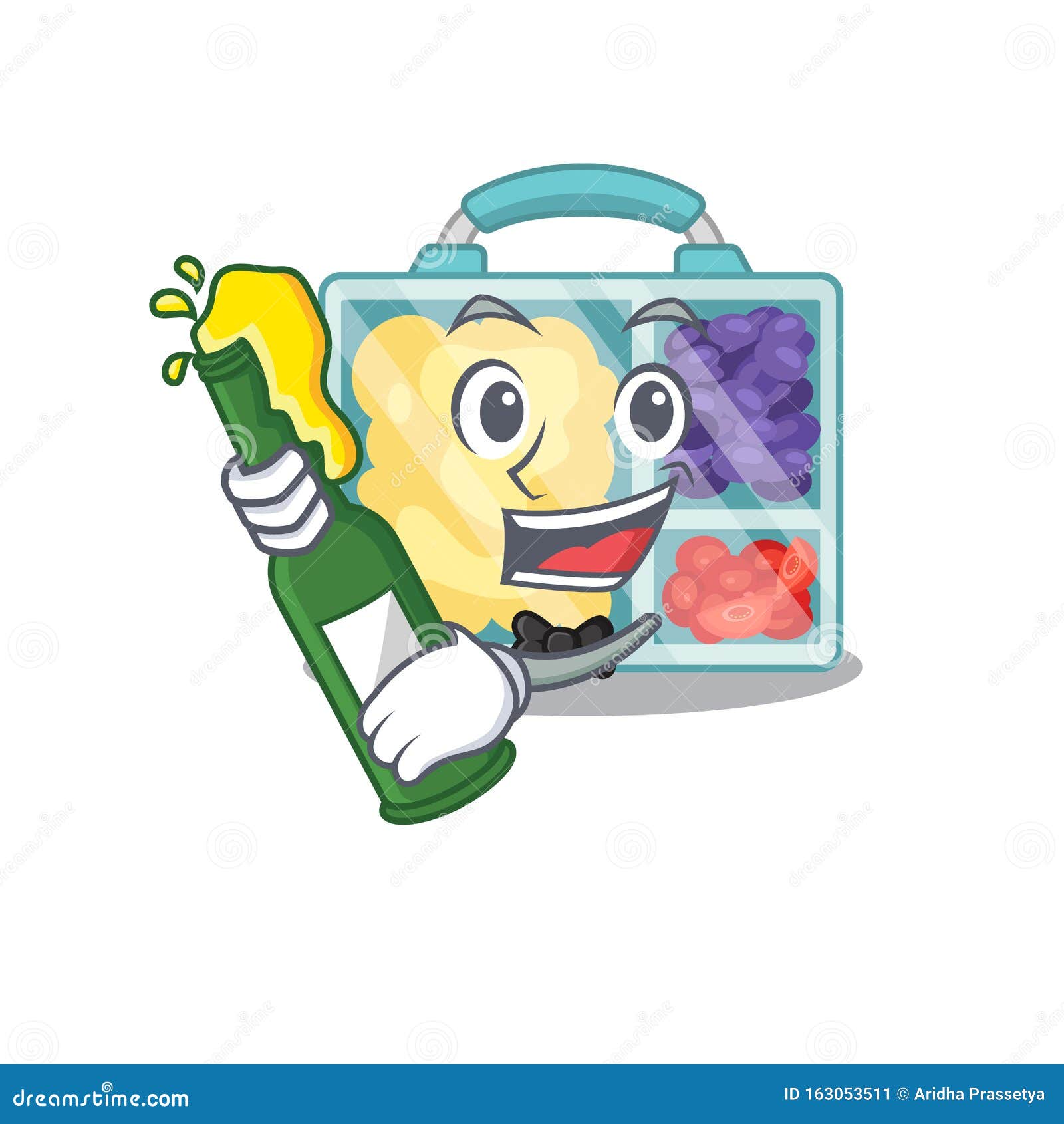 Bring Beer Happy Lunch Box Above Character Table Stock Vector ...