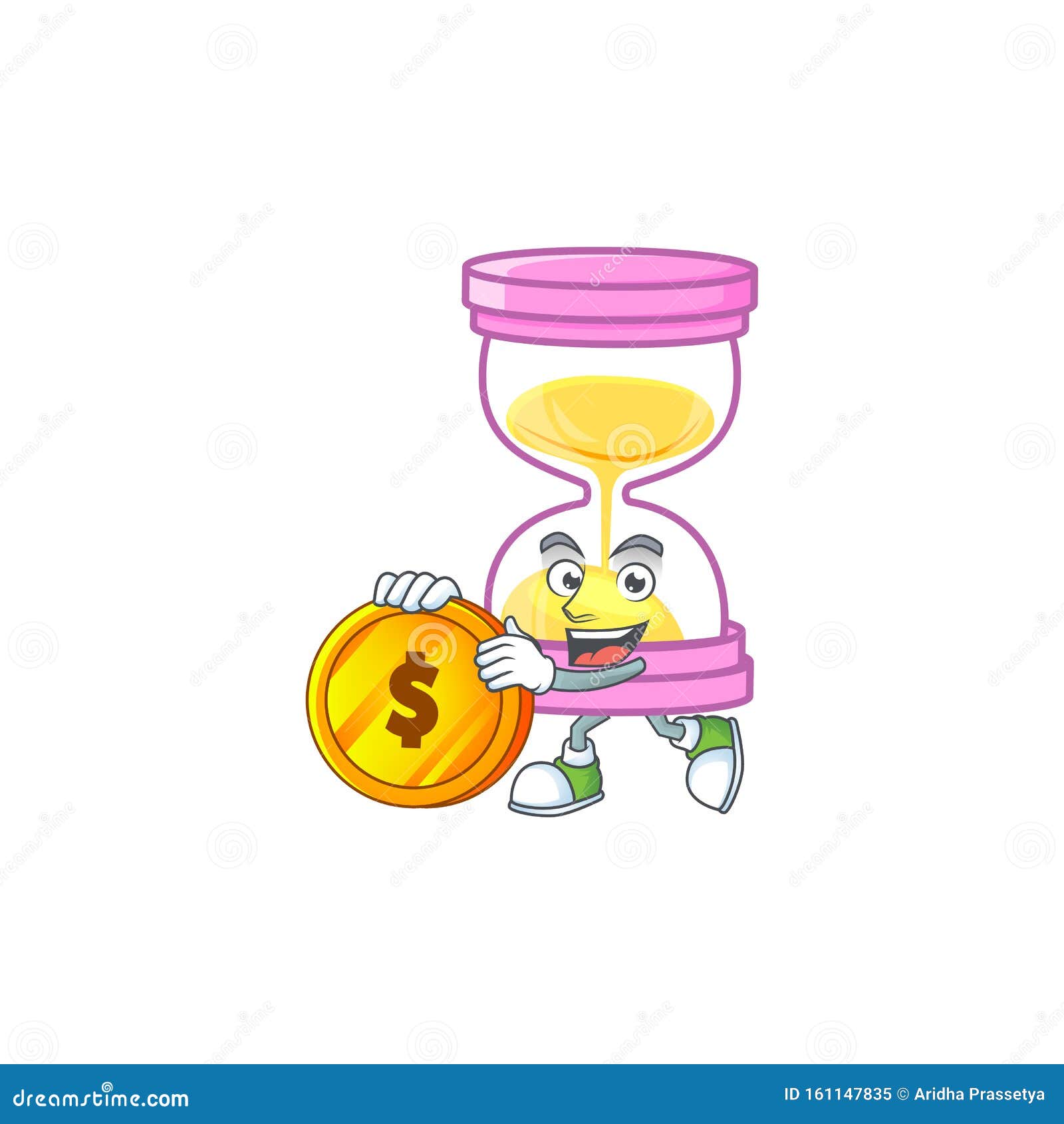 Bring Coin Sandglass Isolated with on White Background Stock Vector ...