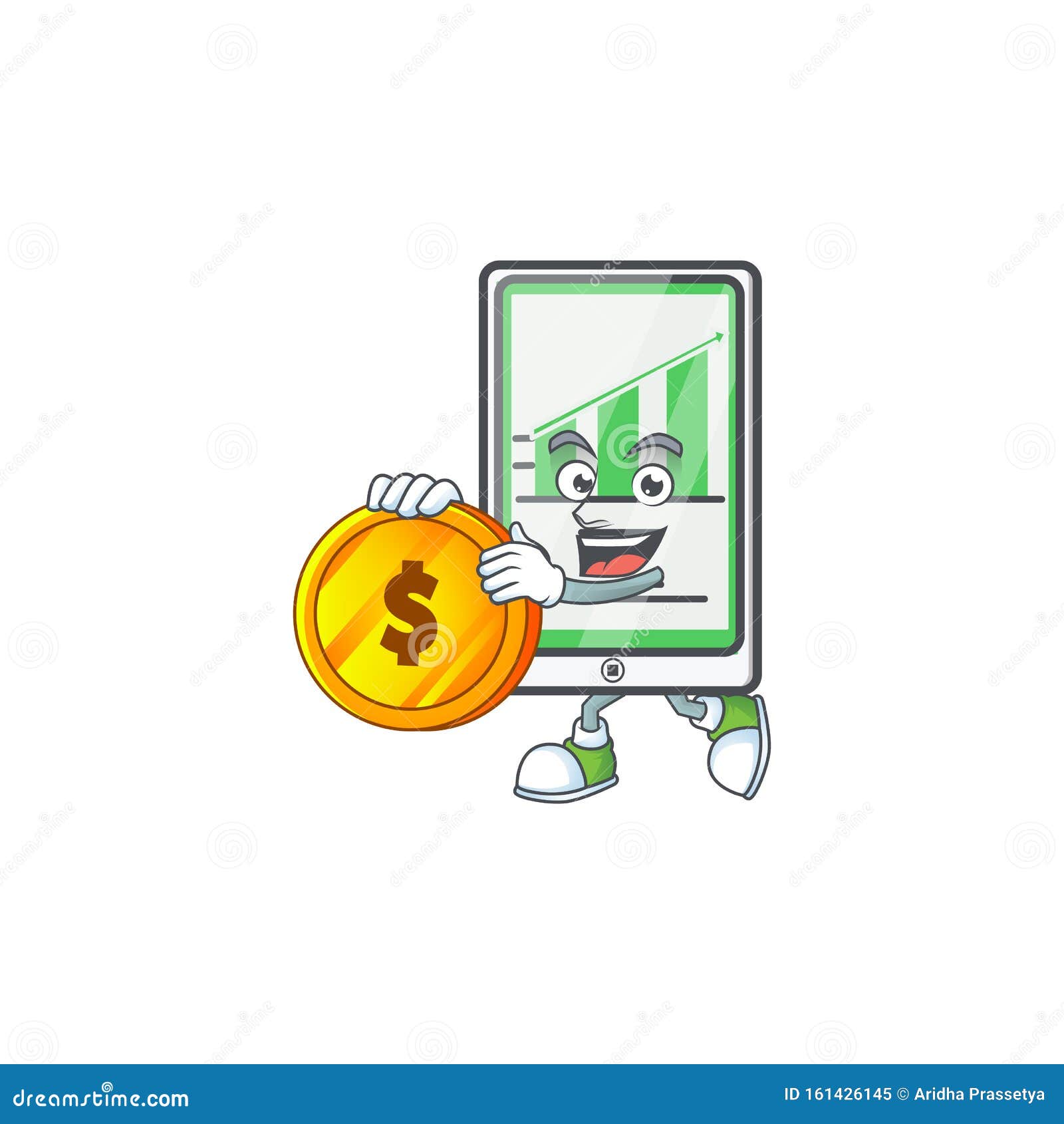 Bring Coin Up Chart Vertical Tablet for Progress Stock Vector ...