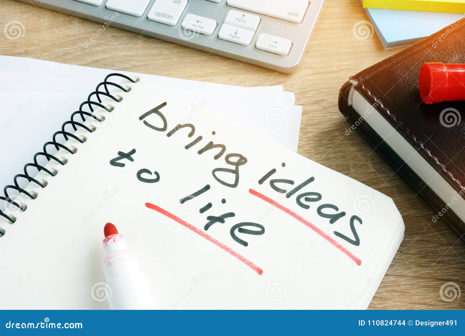 Bring Ideas To Life Written in a Note. Stock Photo - Image of message ...