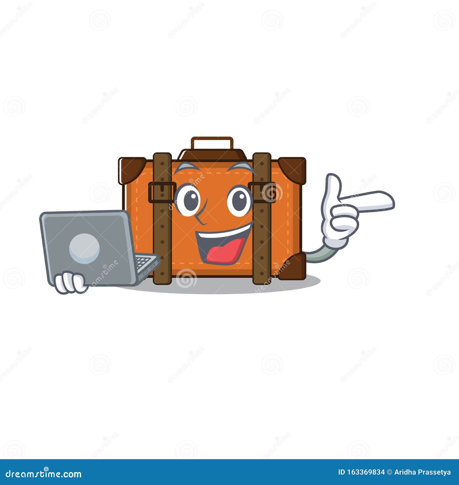 With Bring Laptop Cute Suitcase with the Cartoon Shape Stock Vector ...