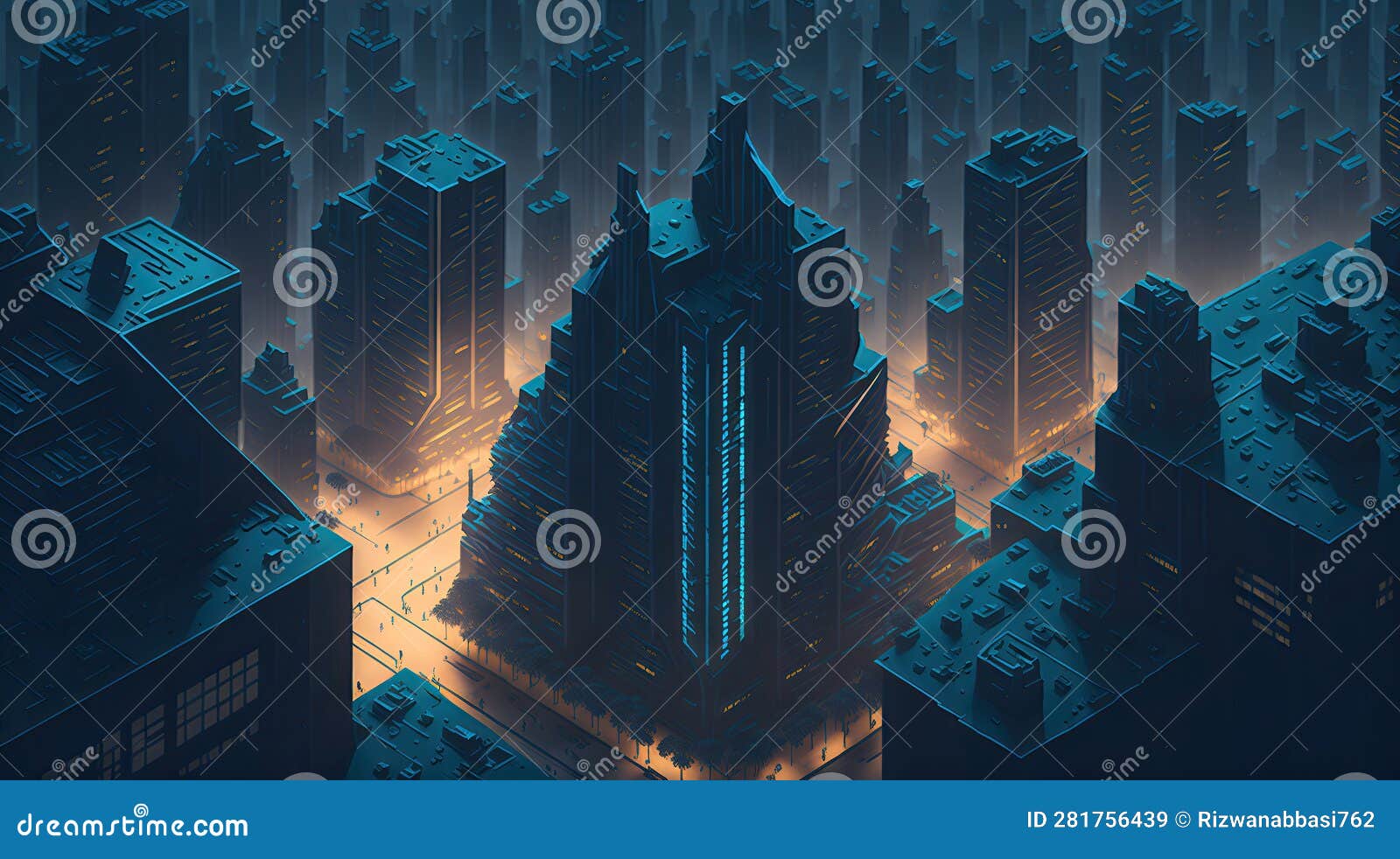 Bring To Life a Futuristic Isometric Cityscape Stock Illustration ...