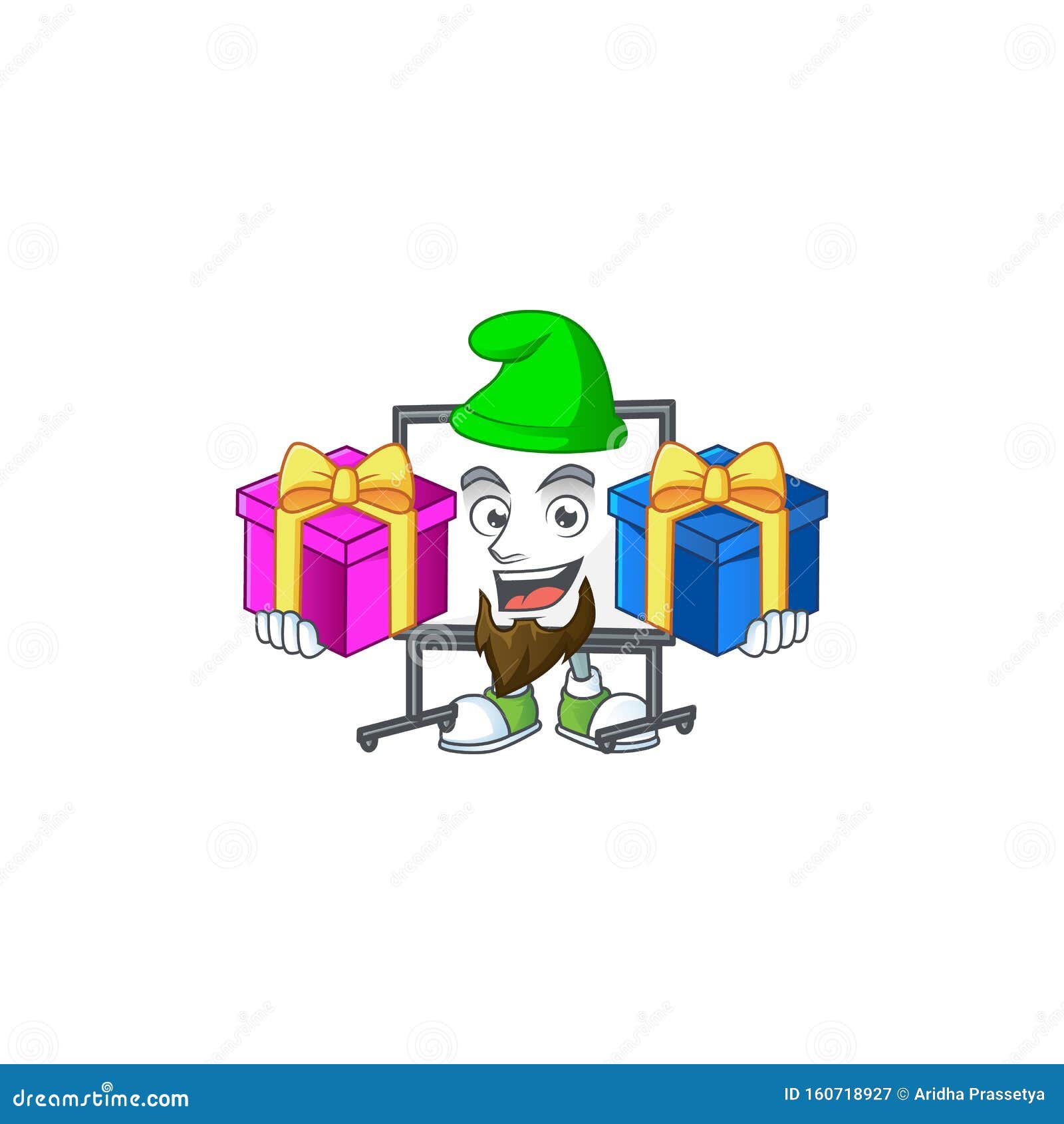 Bring Two Gifts White Board Cartoon on White Background Stock Vector ...