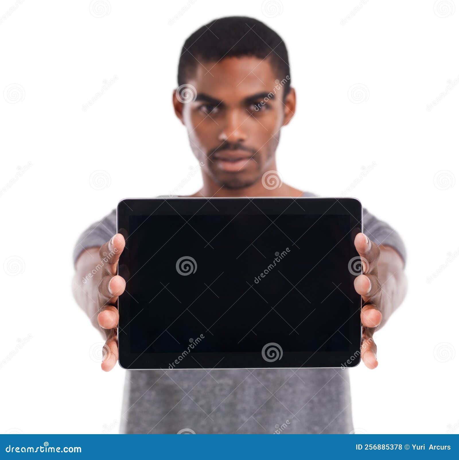 Bring Your Own Device. a Young Man Holding a Digital Tablet. Stock ...