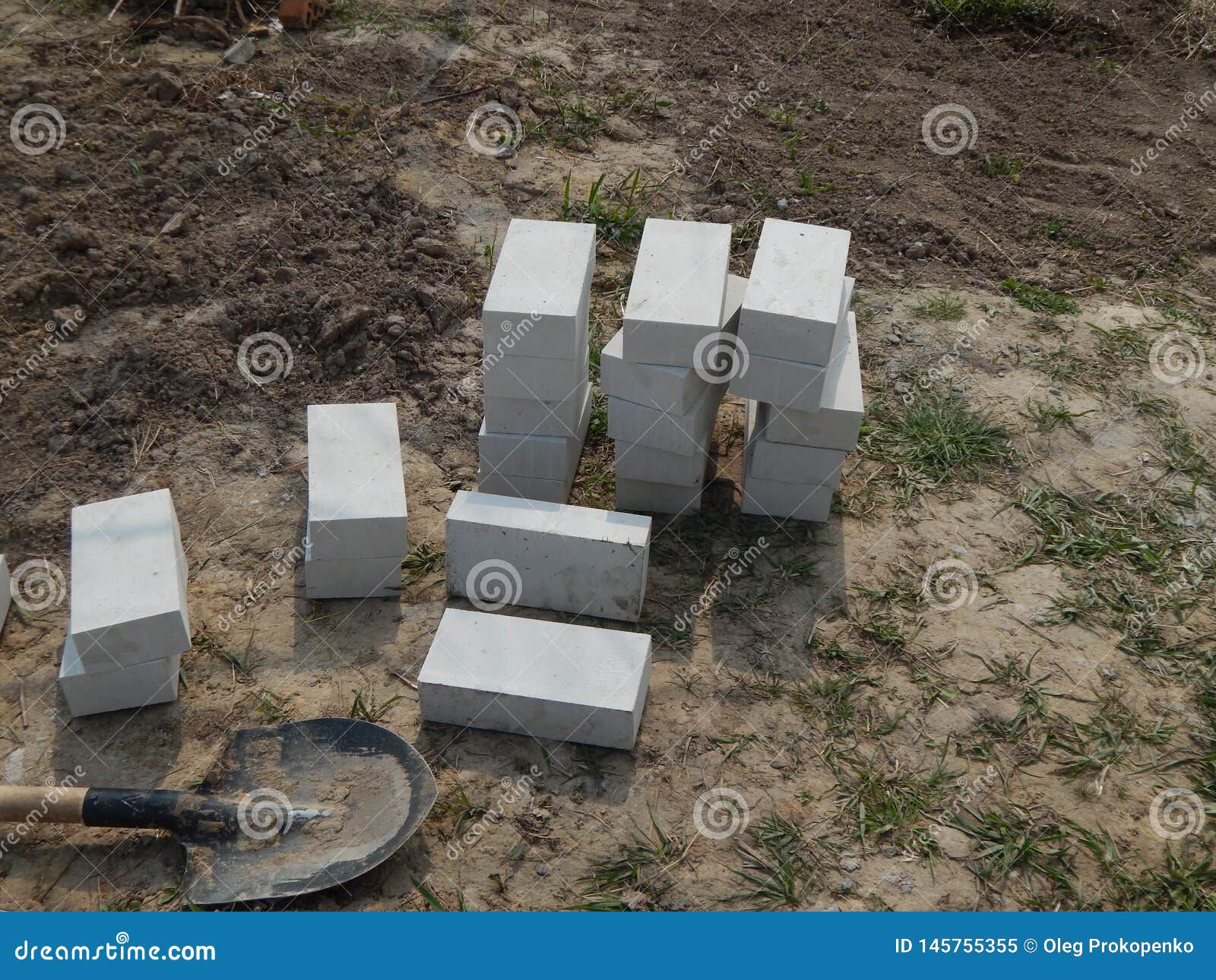 Briques De Construction, Mat?riaux En Pierre Pour Le Travail Image ...