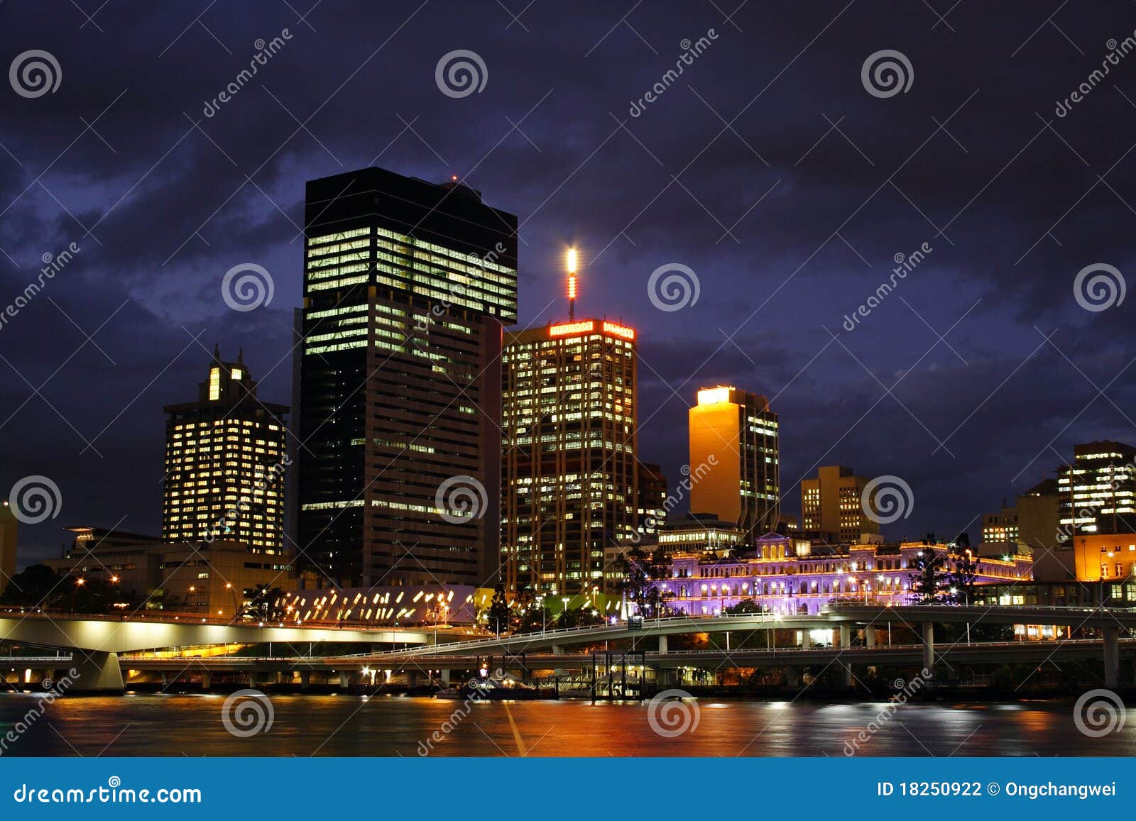 Brisbane City at Night stock photo. Image of skyline - 18250922
