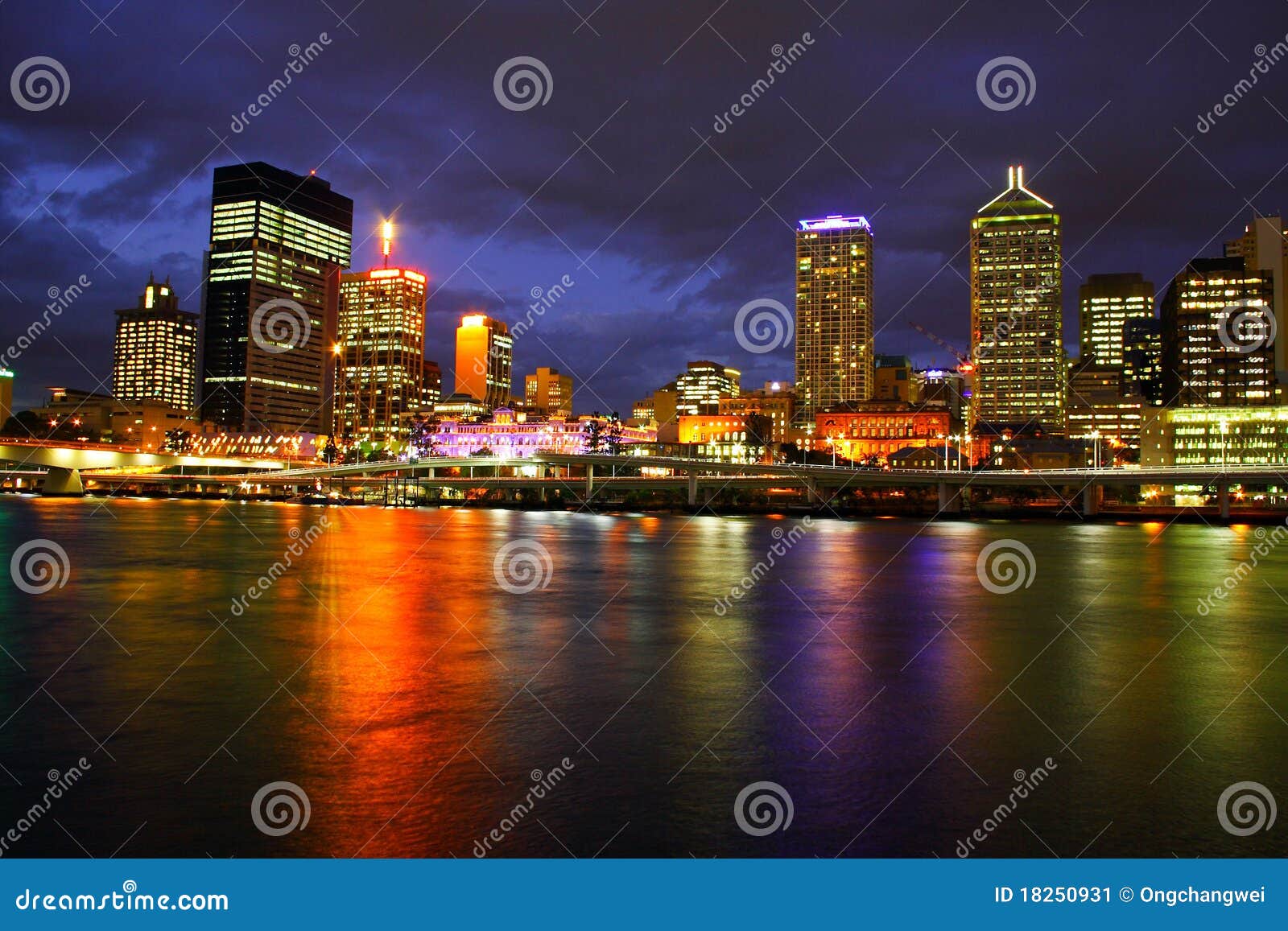 Brisbane City at Night stock image. Image of metropolis - 18250931