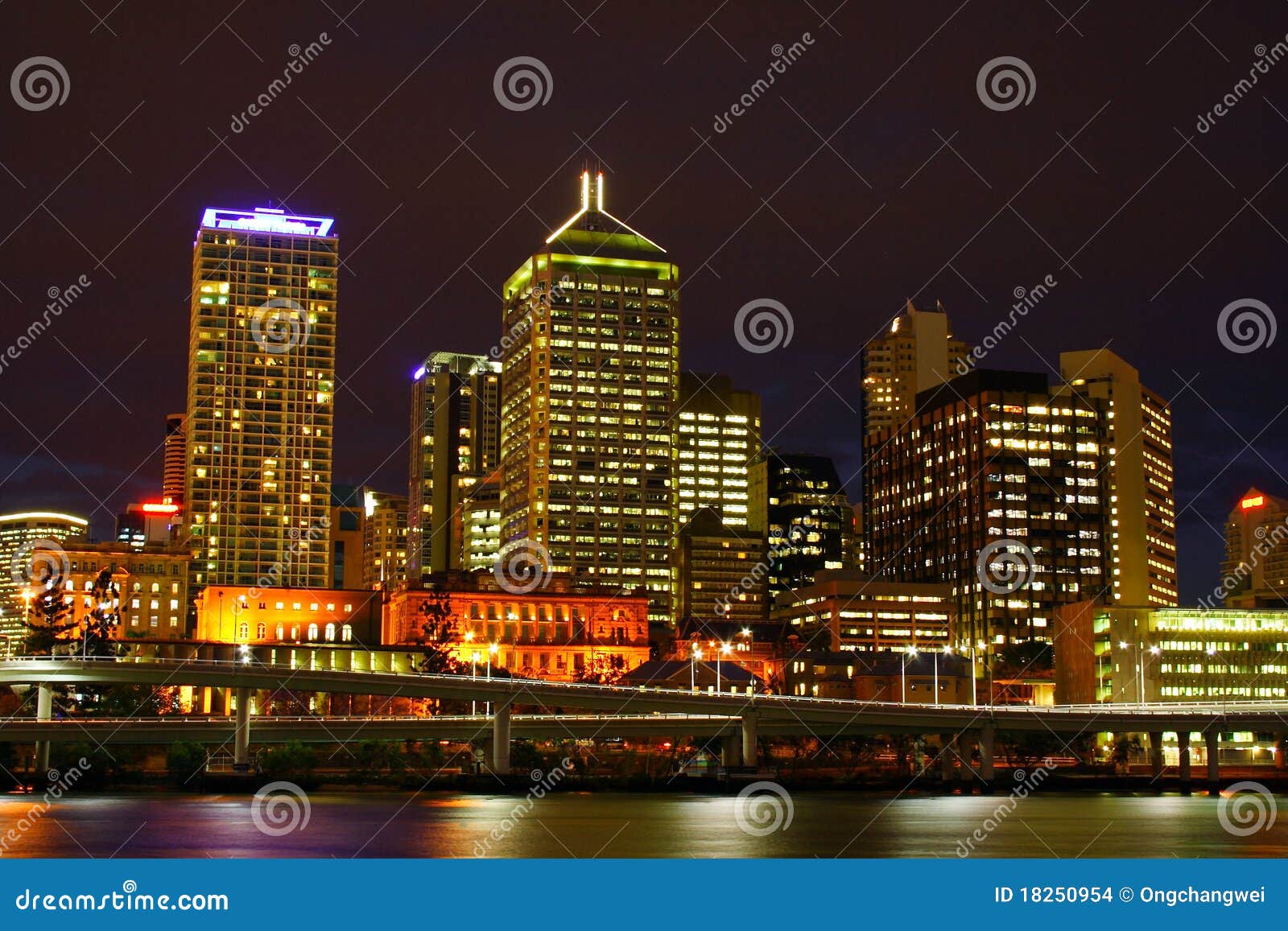 Brisbane City at Night stock photo. Image of modern, metropolis - 18250954