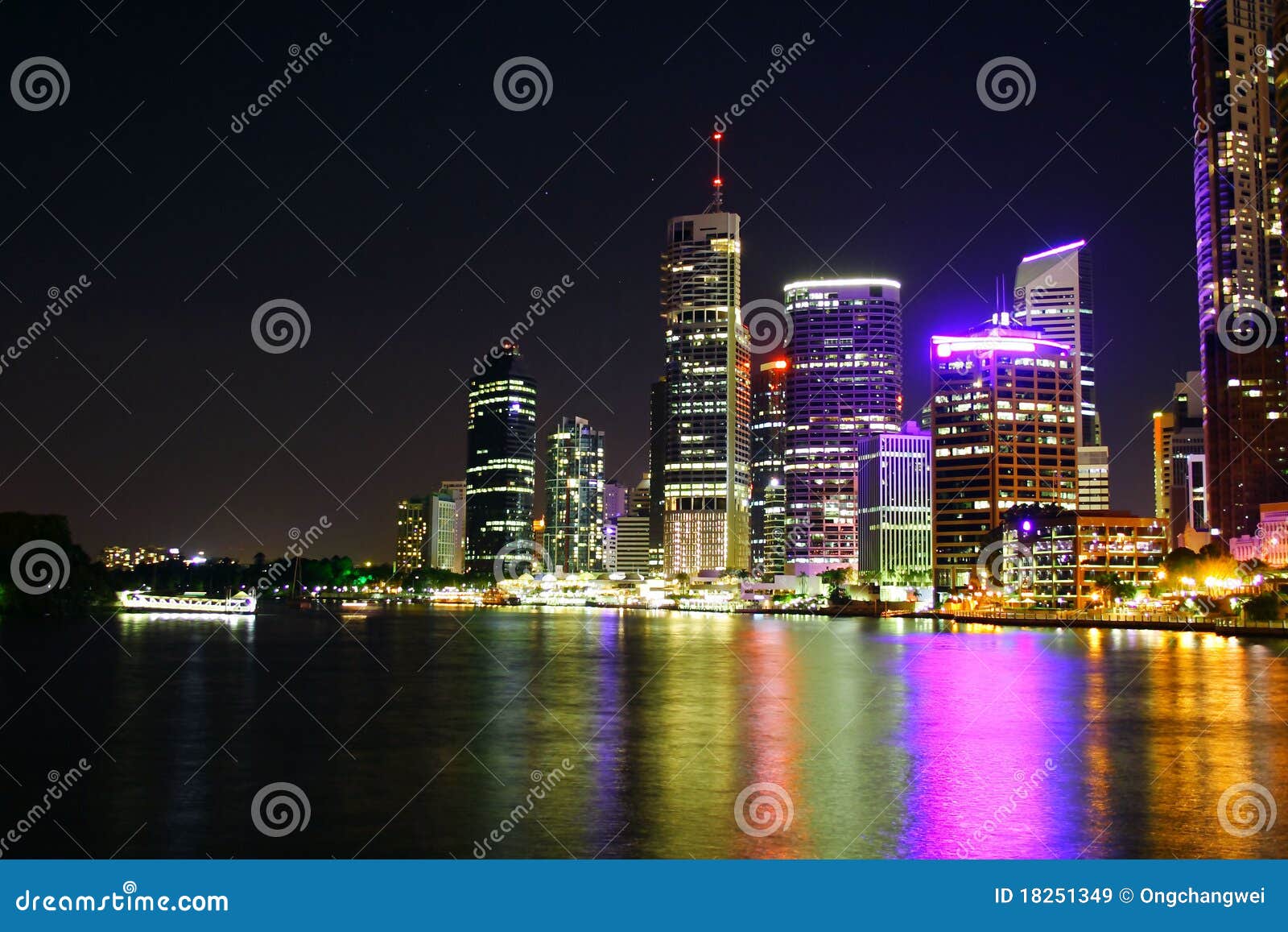 Brisbane City at Night stock image. Image of modern, skyline - 18251349