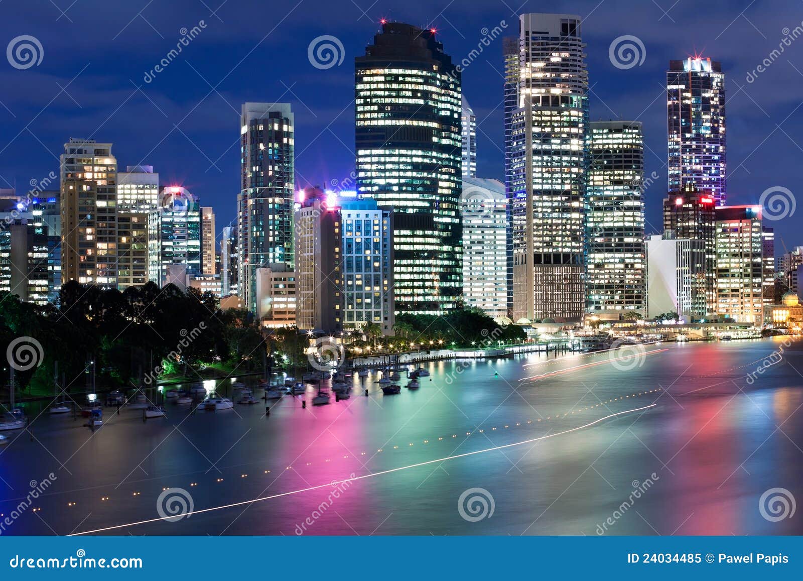 Brisbane city at night stock image. Image of district - 24034485