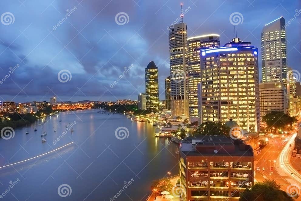 Brisbane city at night stock image. Image of dusk, modern - 3325609