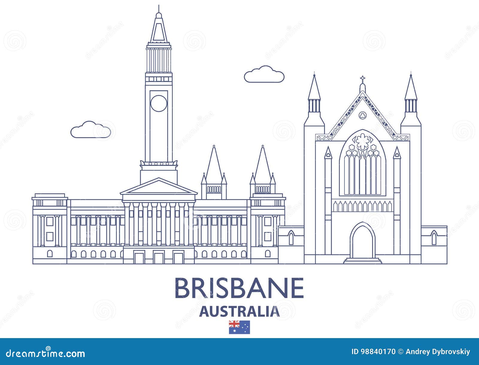 Brisbane City Skyline, Australia Stock Vector - Illustration of ...