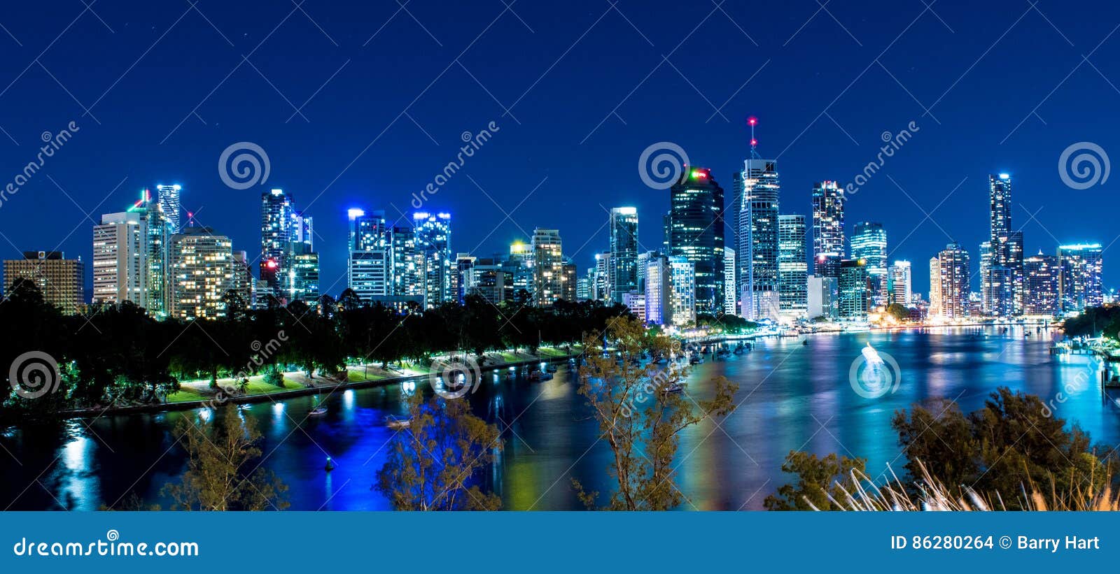 Brisbane at night stock photo. Image of pano, city, queensland - 86280264