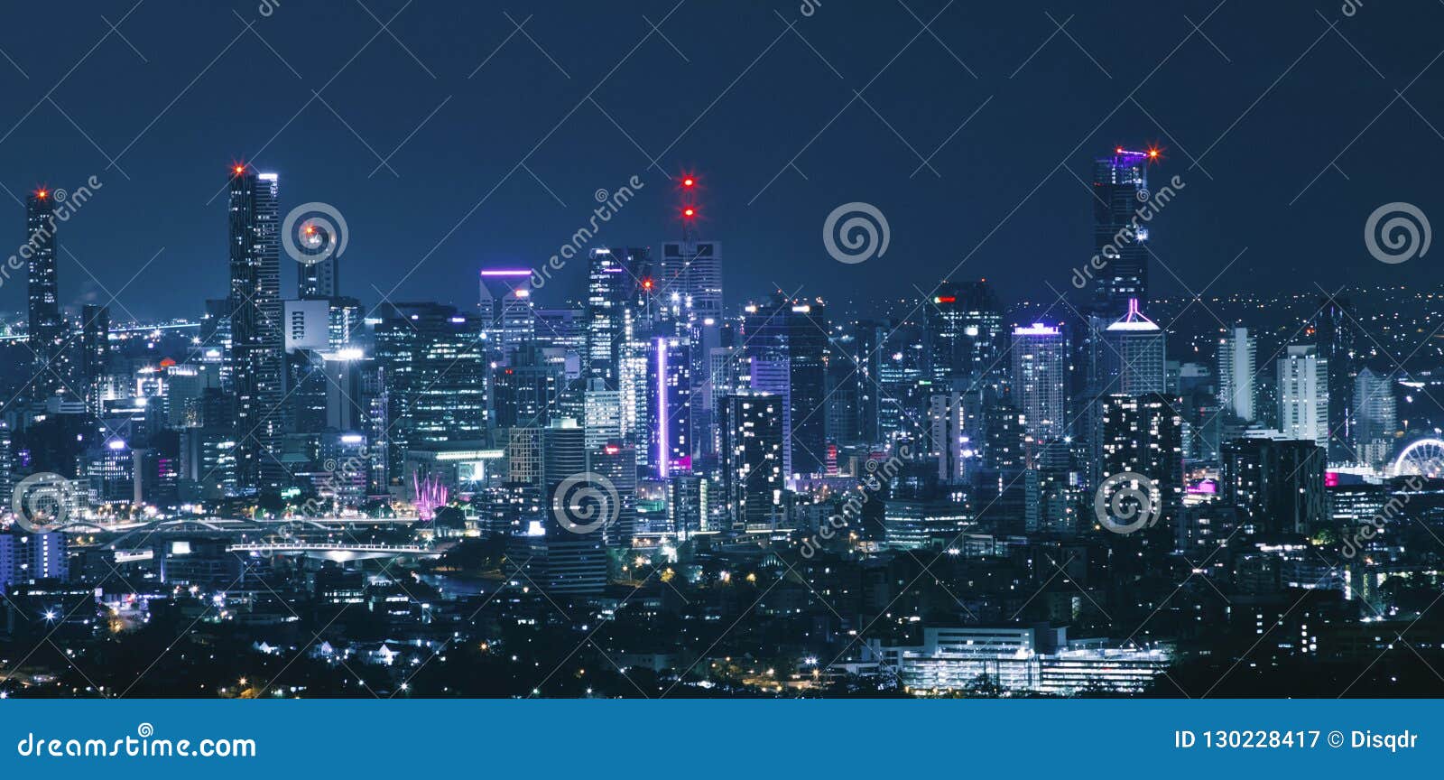 Brisbane Night City Skyline View Stock Image - Image of story ...