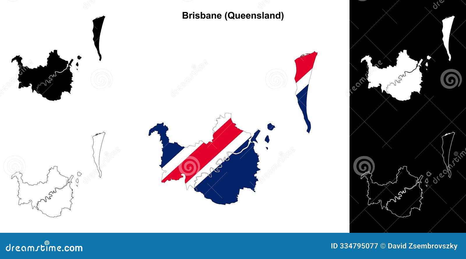 Brisbane Outline Map Cartoon Vector | CartoonDealer.com #334795077
