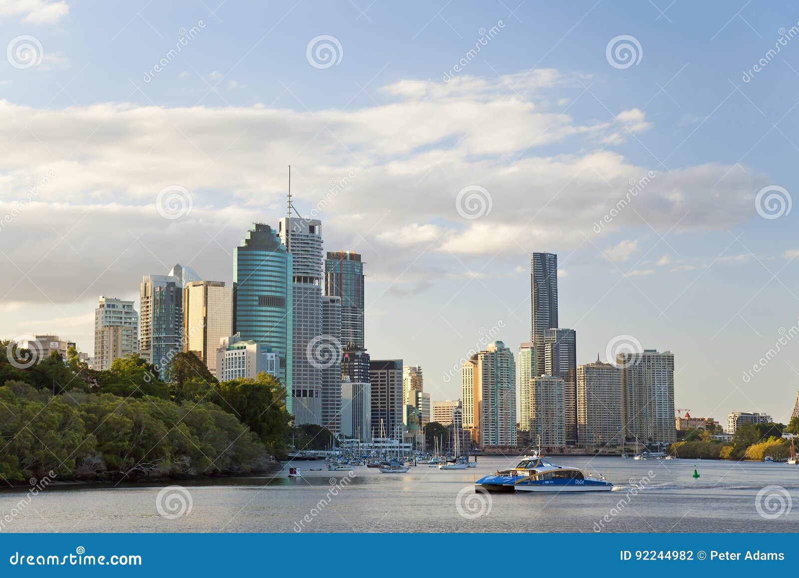 Brisbane skyline stock photo. Image of brisbane, catamaran - 92244982
