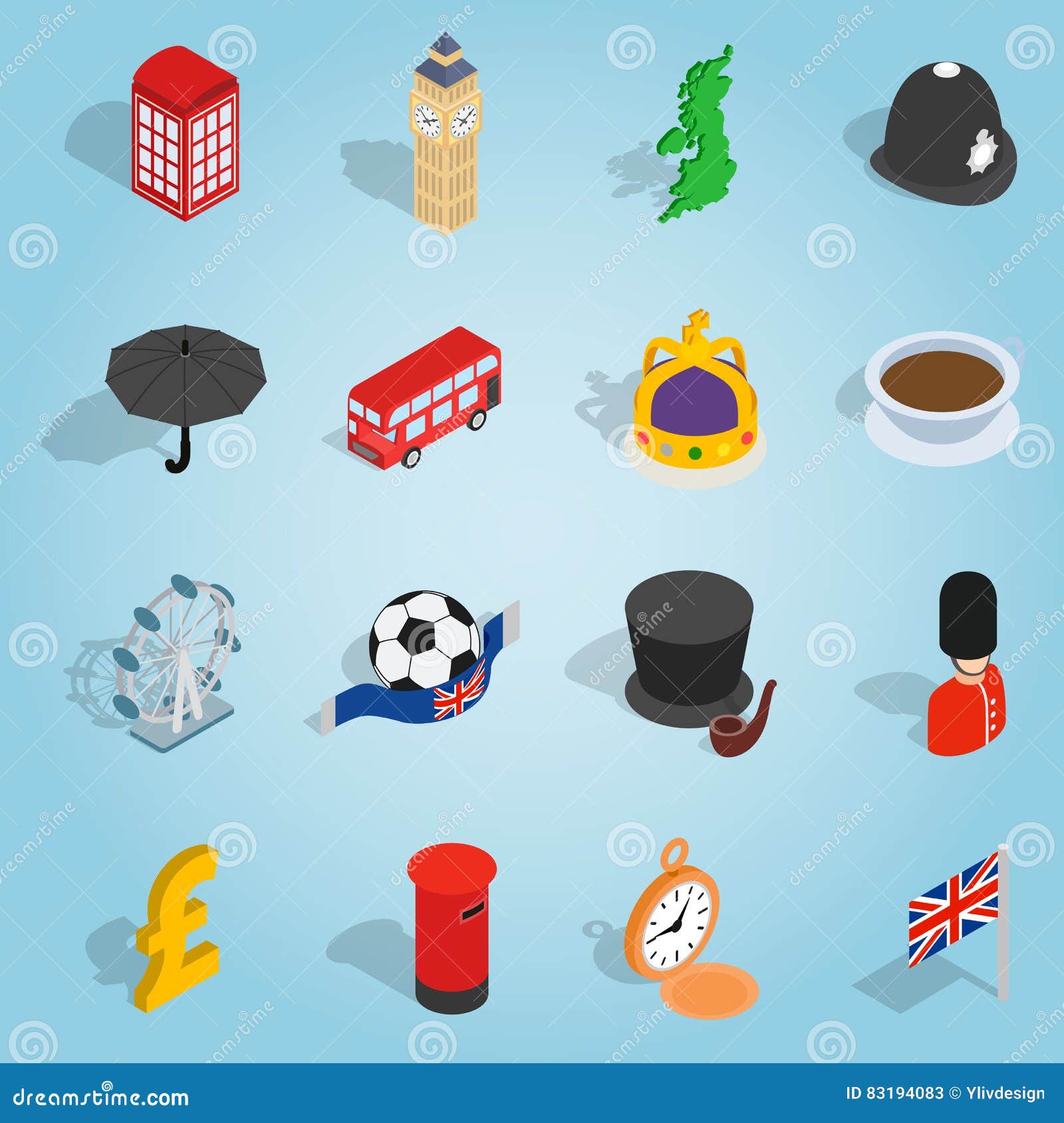 Britain Set Icons, Isometric 3d Style Editorial Stock Photo ...