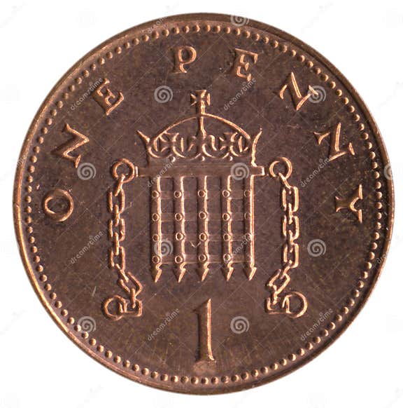 British 1p piece stock image. Image of english, economics - 120049