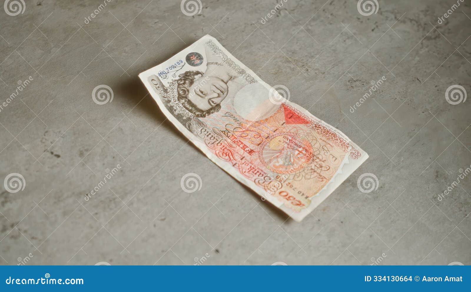 British Banknote Showing Part of Queen Elizabeth Portrait on a Worn ...