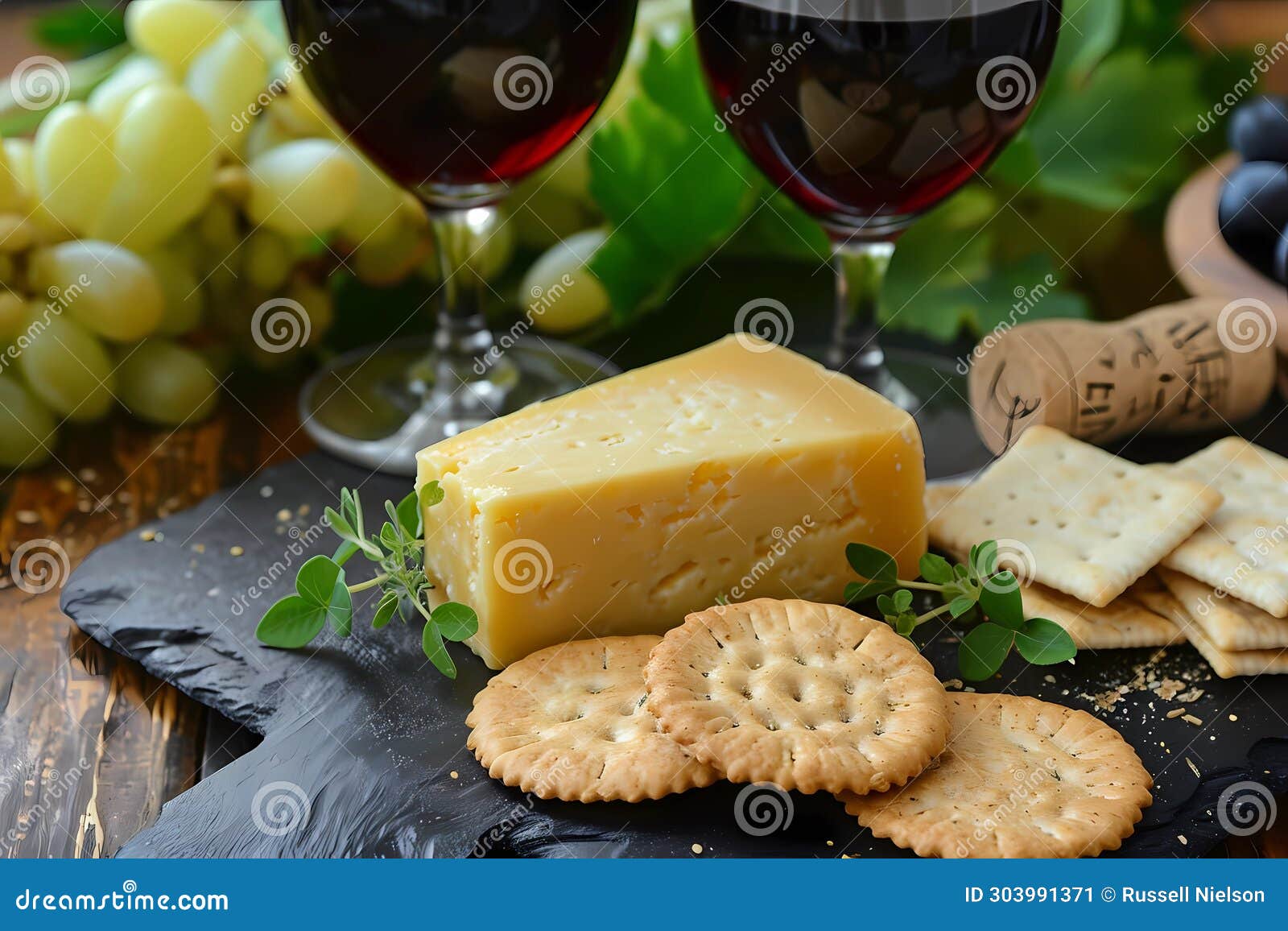 Cheddar Cheese, Partnered with Multigrain Crackers and a Cabernet ...