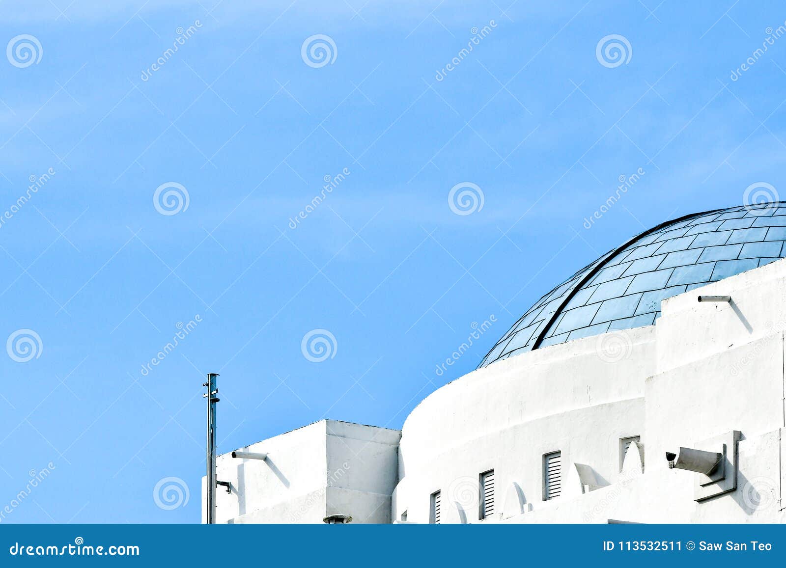 British Colony House White Blue Windows Stock Image - Image of arch ...