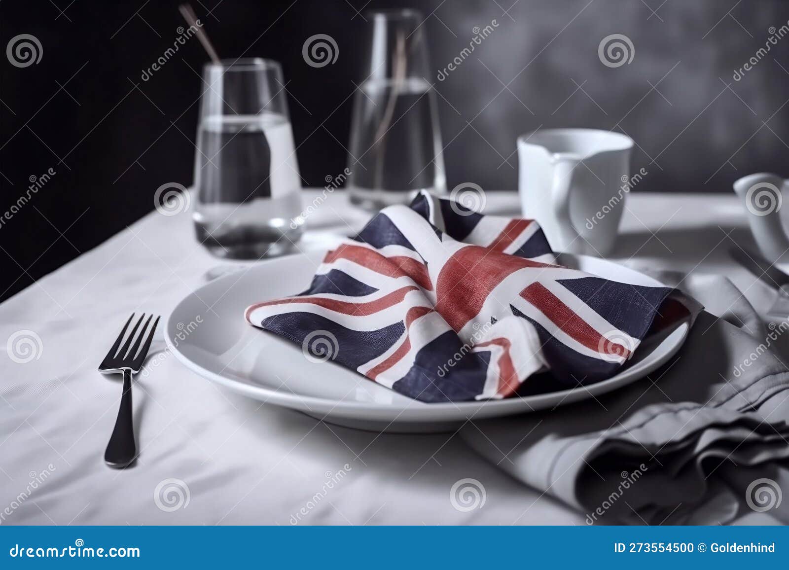 British Cuisine Concept. Table Setting with British Flag Stock ...