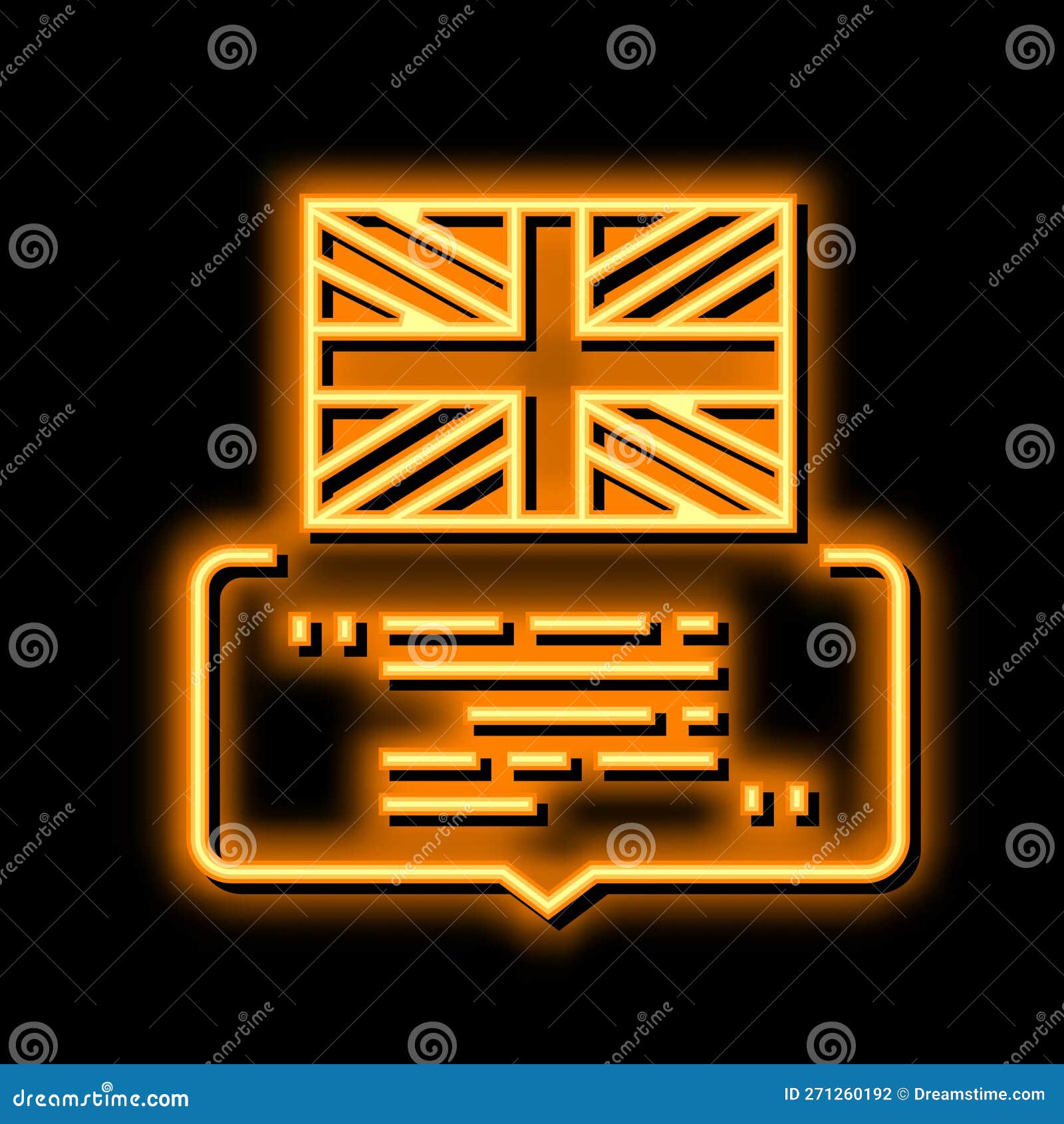 British English Neon Glow Icon Illustration Stock Vector - Illustration ...